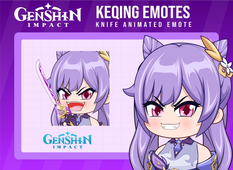 Keqing Genshin Impact Knife Emote / Genshin Impact Twitch Animated ...