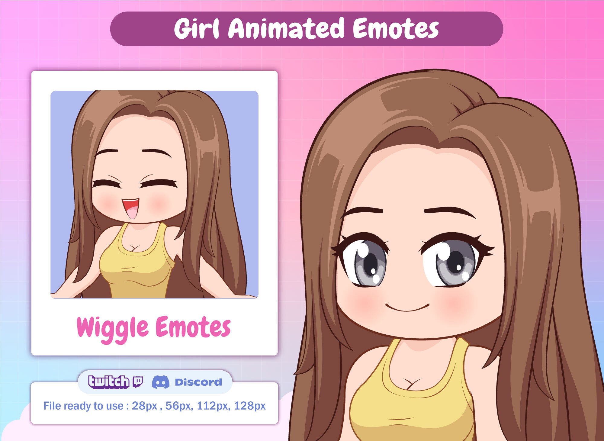Wiggle Girl Animated Emotes / Twitch Emotes Girl Light Brown Hair - Etsy