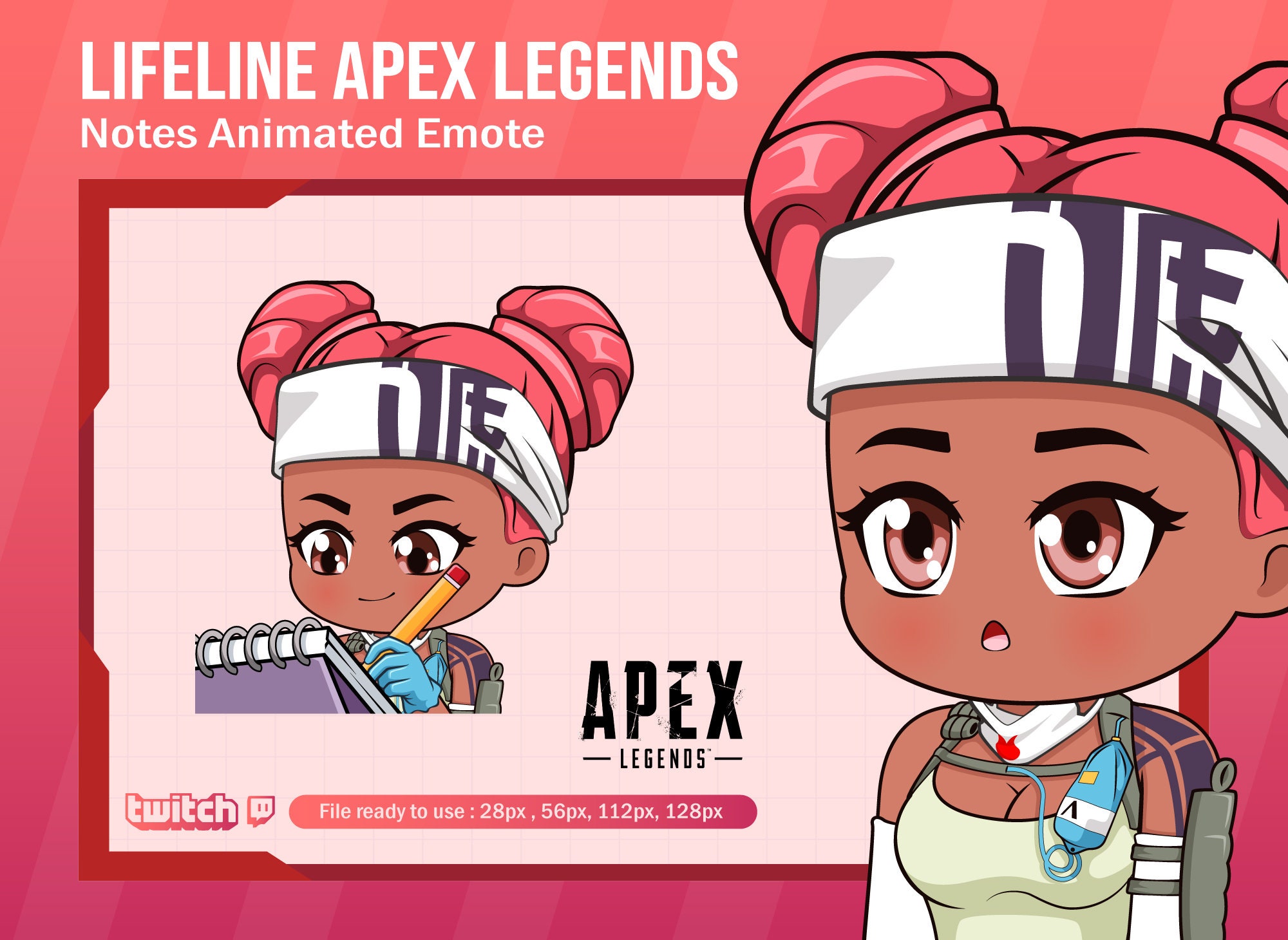 Lifeline Apex Legends Notes Emote for Twitch Apex Animated Emotes - Etsy