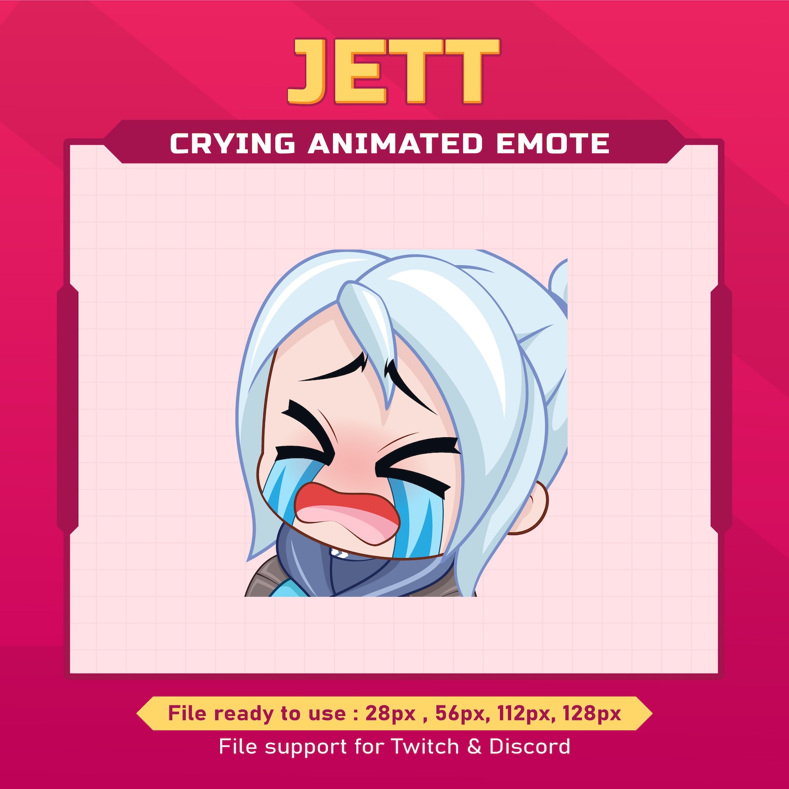 Jett Cry Animated Emote for Twitch | Valorant Chibi Style (digital ...
