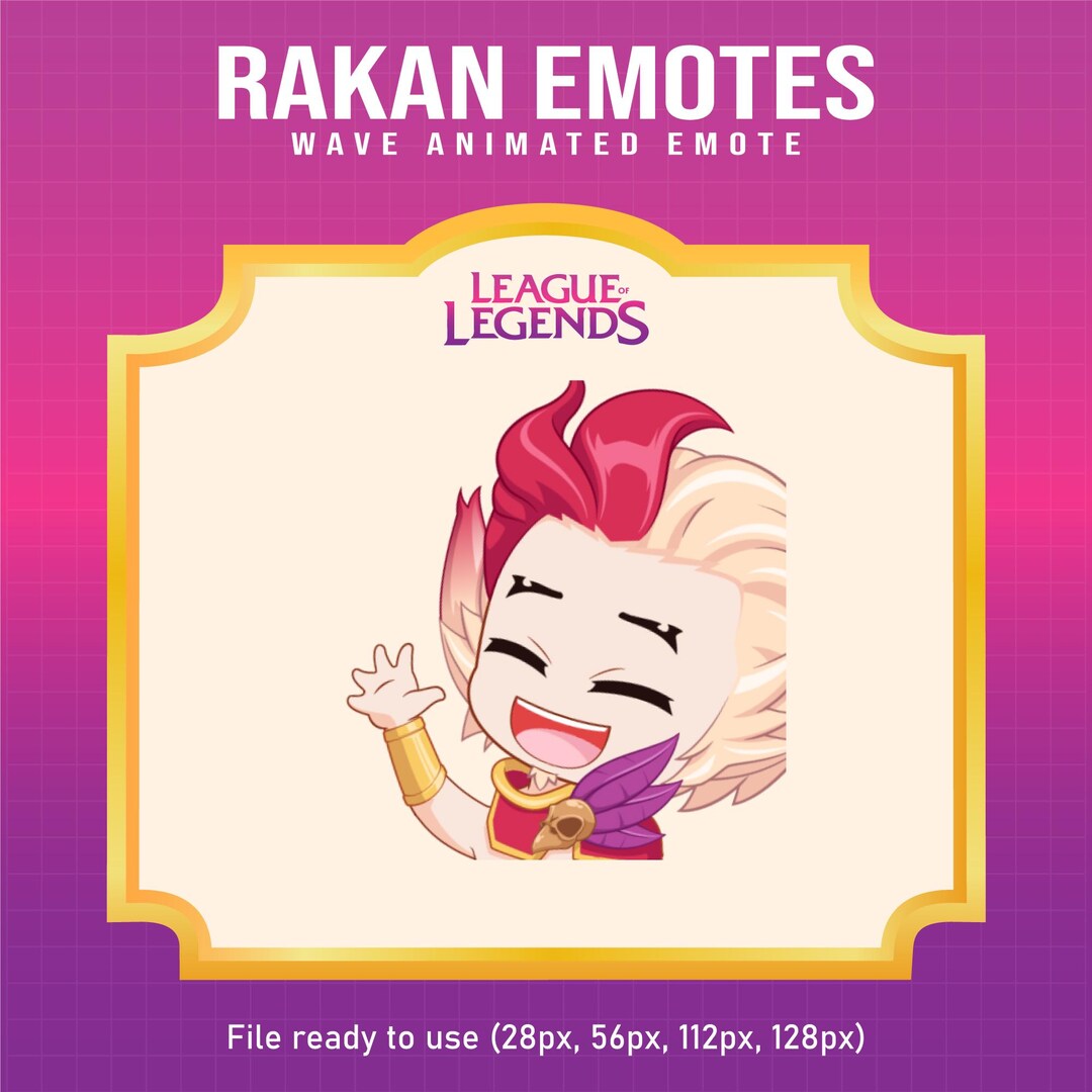 Rakan Wave Emote for Twitch | Chibi League of Legends Animated Emote ...