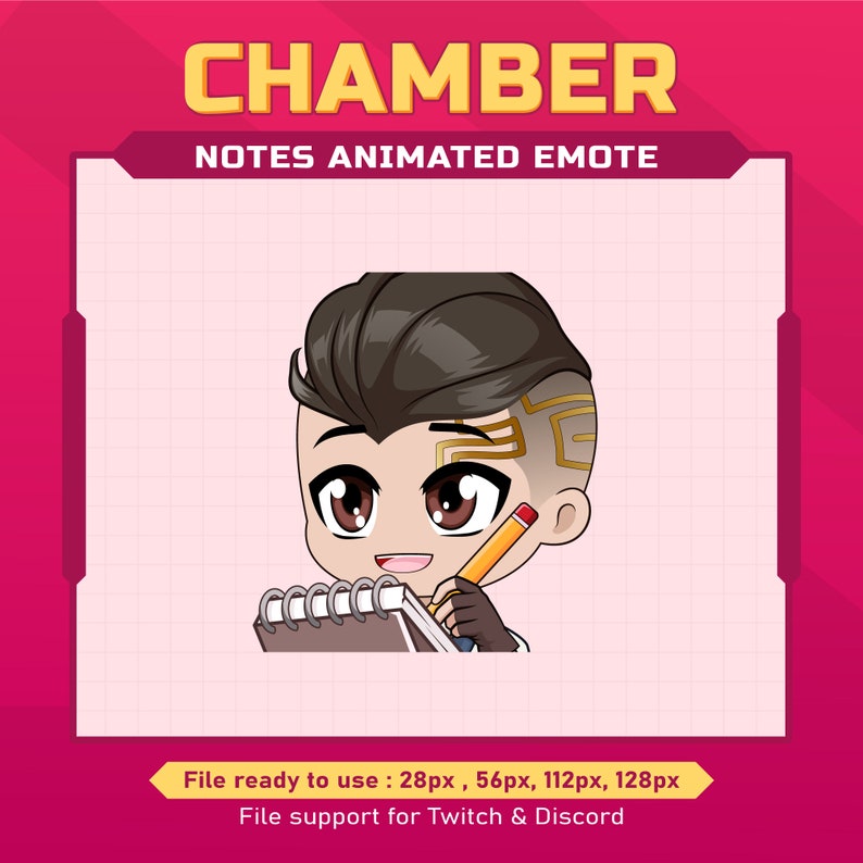 Chamber Valorant Notes Animated Emote for Twitch | Twitch Animated ...