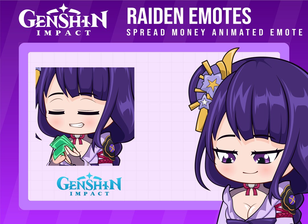 Raiden Shogun Genshin Impact Spread Money Emote / Genshin Impact Twitch ...