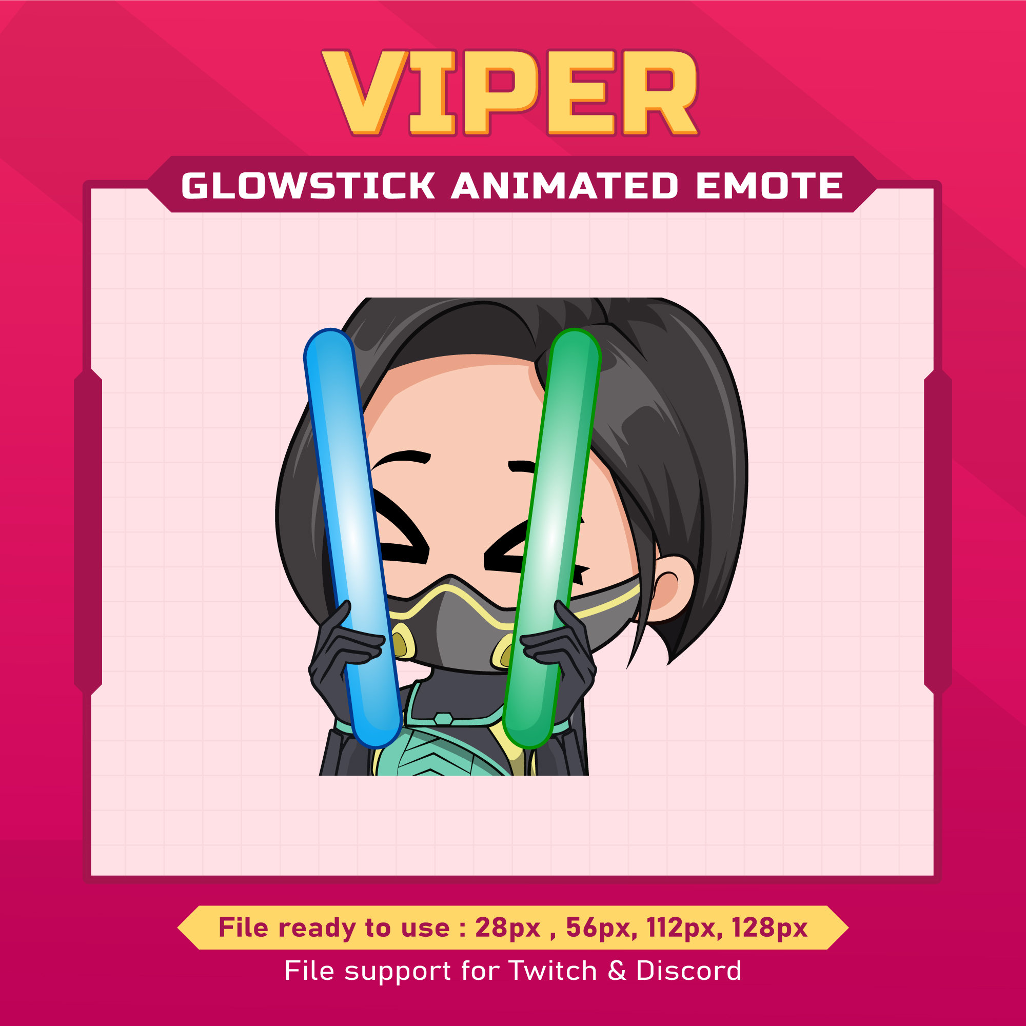Viper Valorant Glowstick Animated Emote for Twitch | Twitch Animated ...