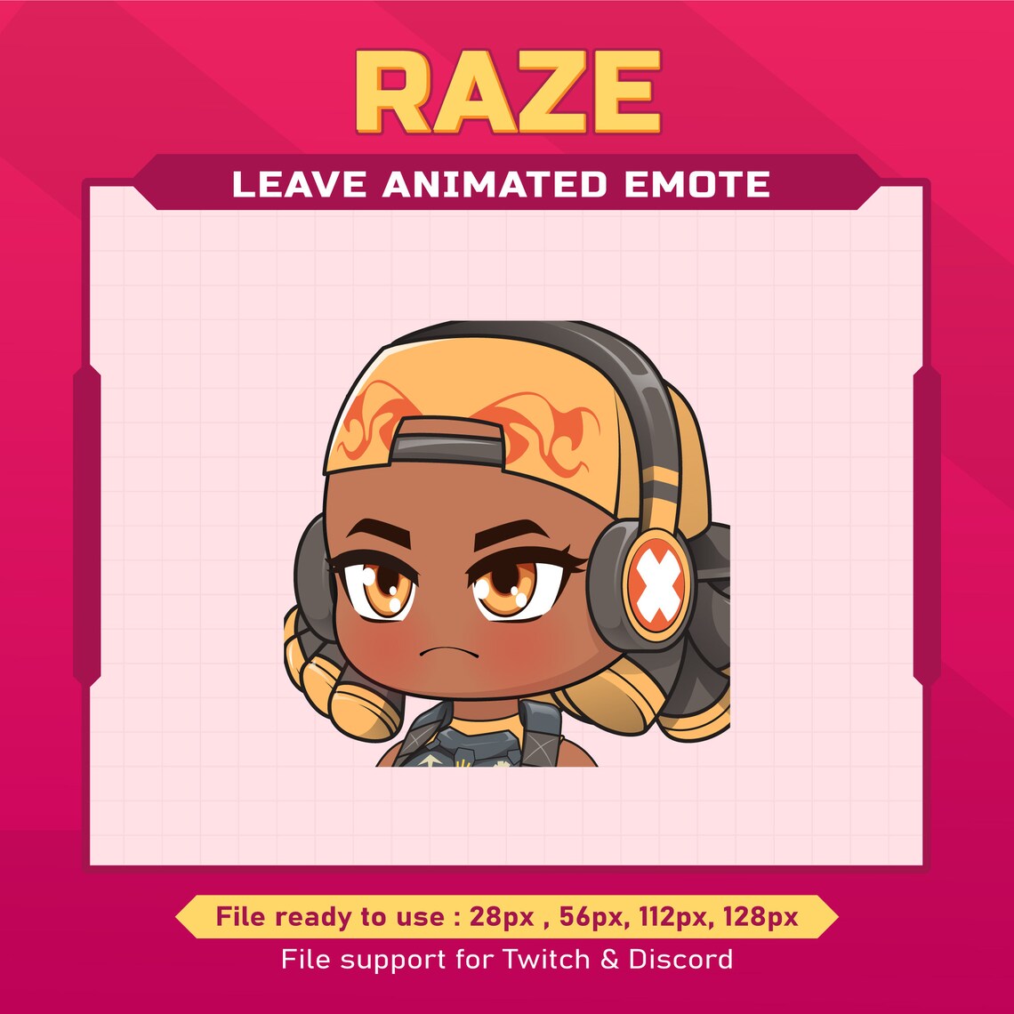 Raze Valorant Leave Animated Emote for Twitch | Valorant Twitch Emote ...
