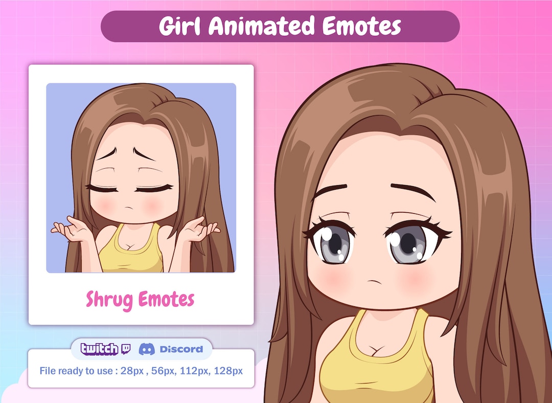 Shrug Girl Animated Emotes / Twitch Emotes Girl Light Brown Hair - Etsy