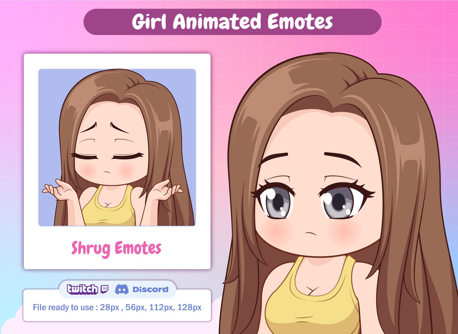 Shrug Girl Animated Emote, Twitch/discord (digital Download) - Etsy