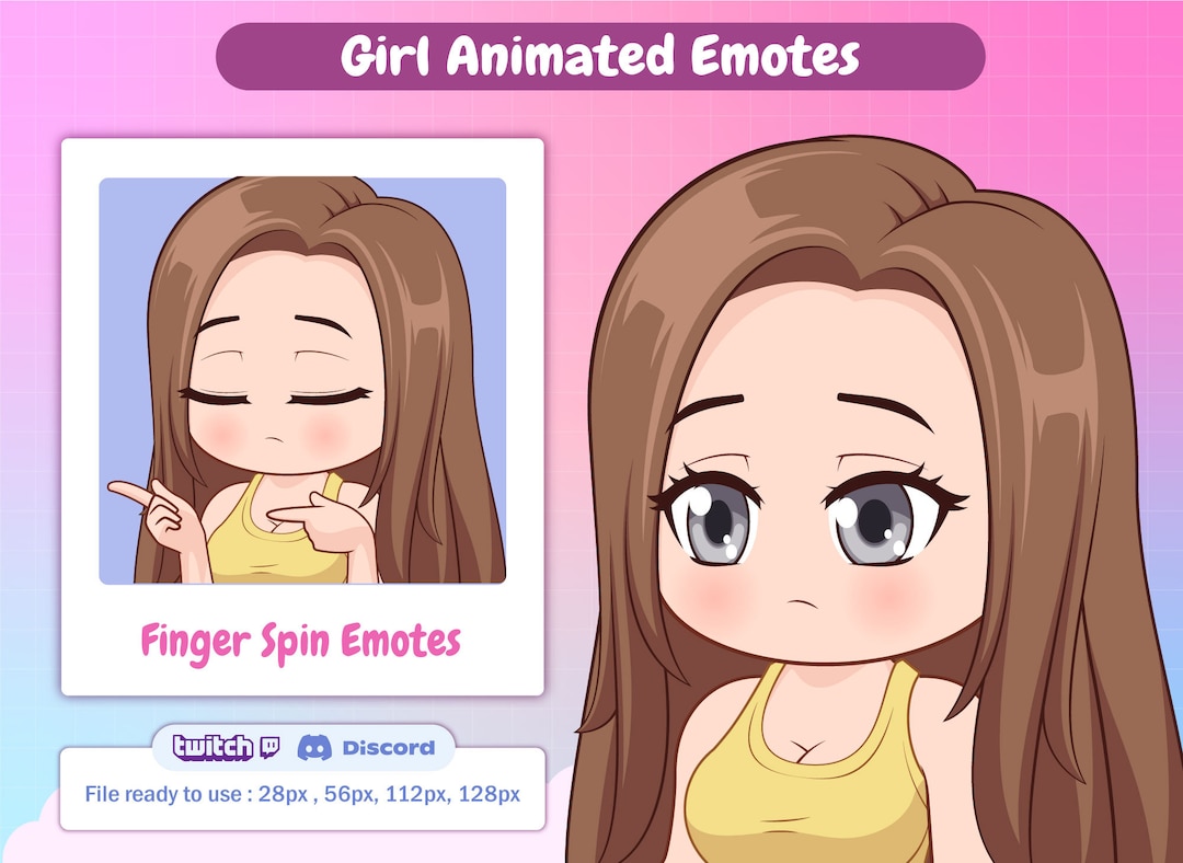 Finger Spin Girl Animated Emotes / Twitch Emotes Girl Light Brown Hair ...
