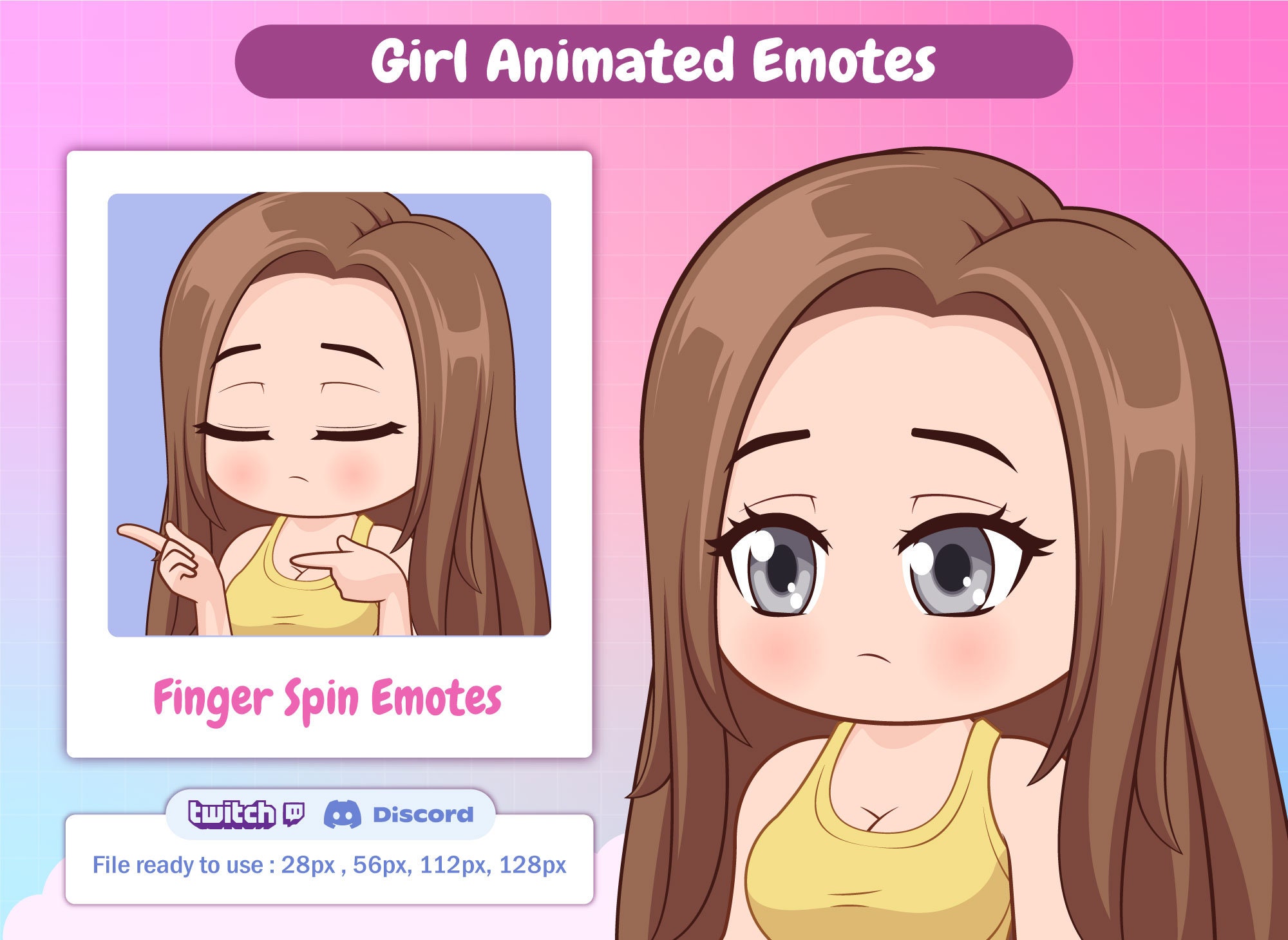 Finger Spin Girl Animated Emote, Light Brown Hair (digital Files) - Etsy
