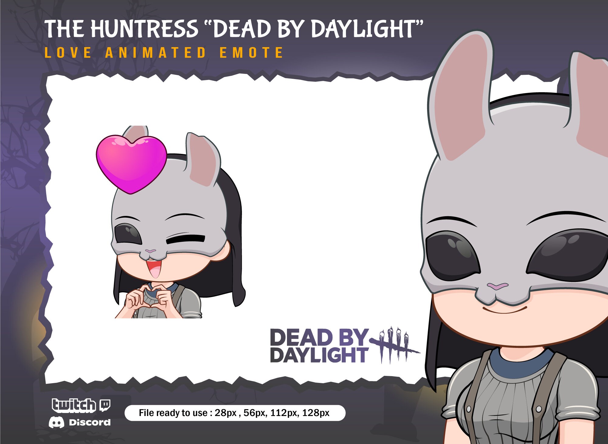 The Huntress Dead by Daylight Love Heart Emotes / DBD Twitch - Etsy