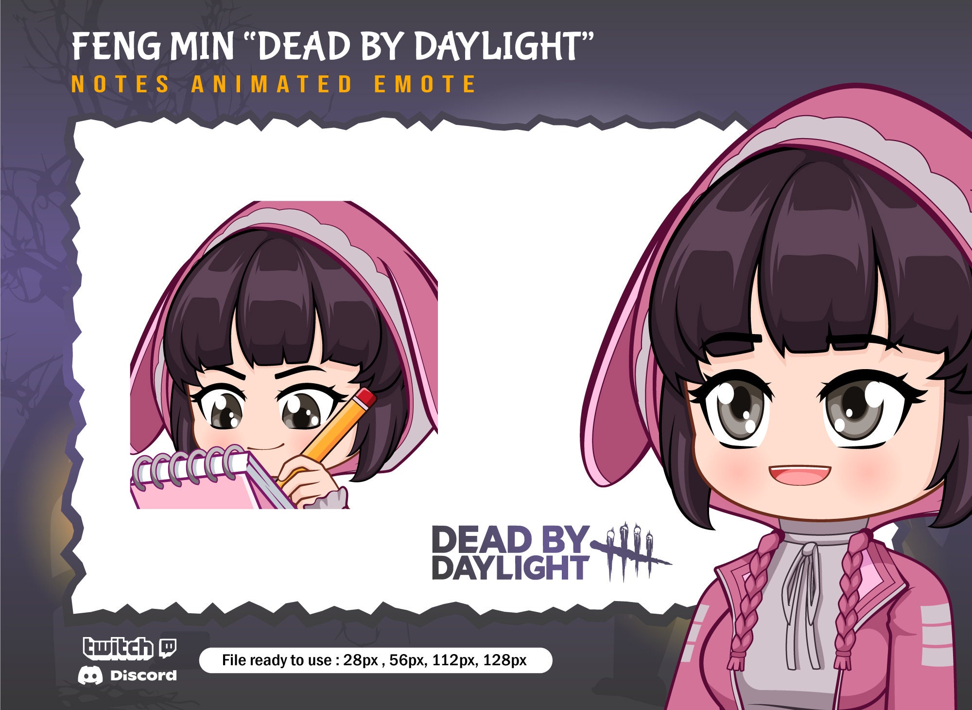 Feng Min Dead by Daylight Notes Emotes / DBD Twitch Emote - Etsy