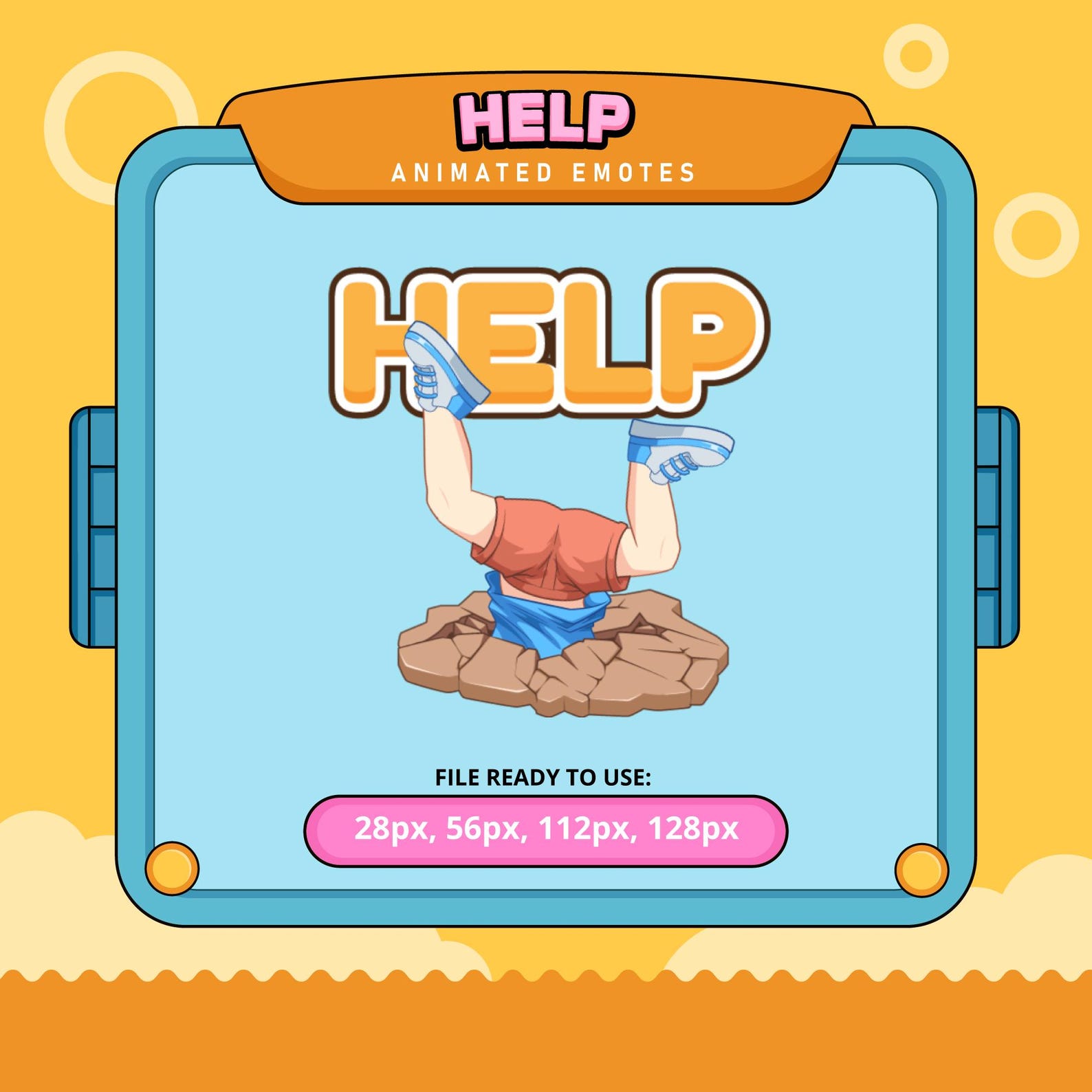 Help Animated Emote for Twitch, Discord | Funny Cartoon GIF (digital ...