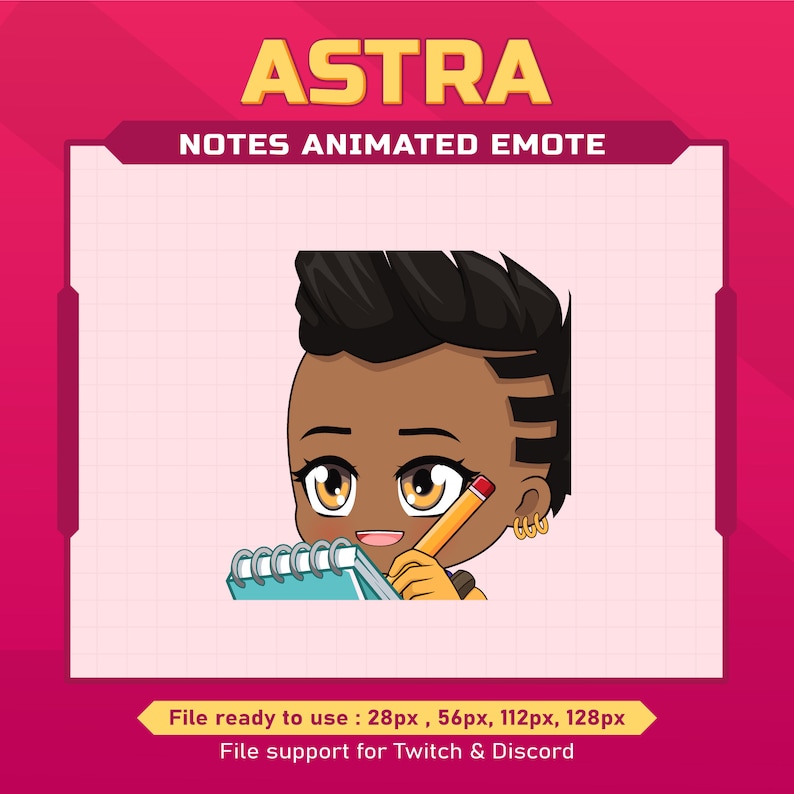 Astra Notes Animated Emote for Twitch | Valorant Chibi Style (digital ...