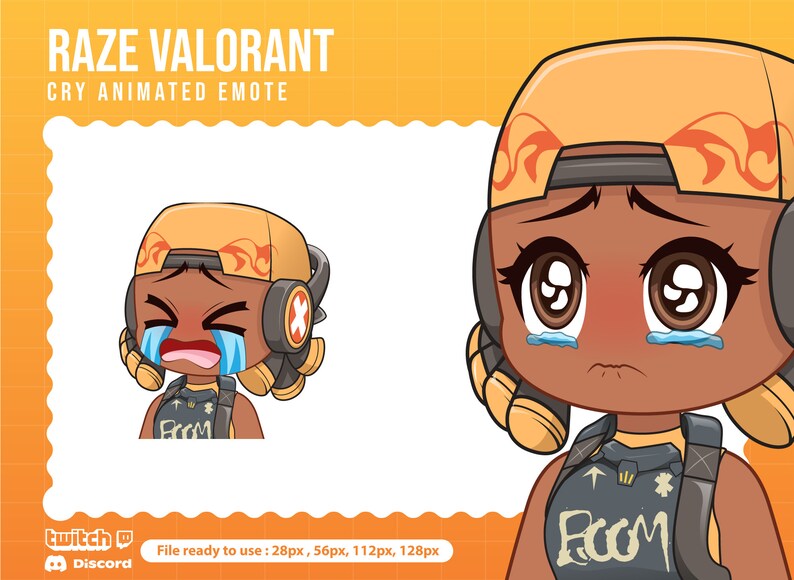 Raze Valorant Cry Animated Emote for Twitch Valorant Twitch - Etsy