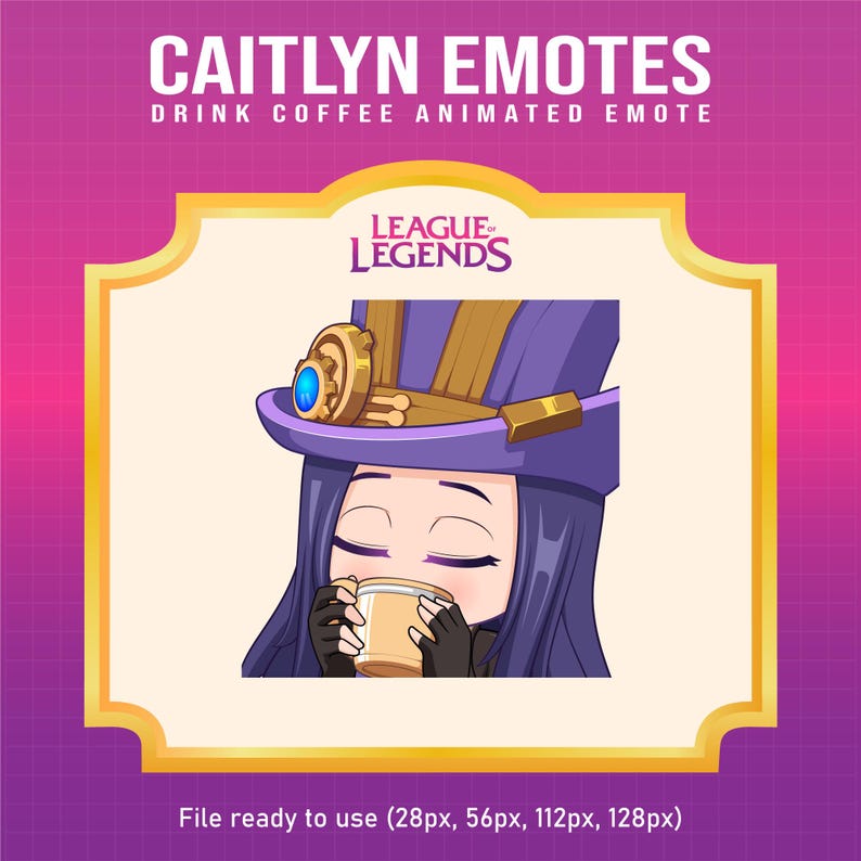 Caitlyn League of Legends Animated Emote | Drink Coffee Twitch, Discord ...