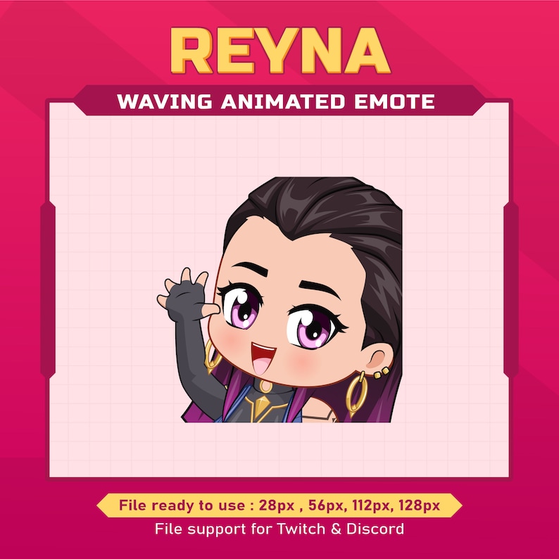 Reyna Valorant Wave Animated Emote for Twitch | Twitch Animated Emotes ...