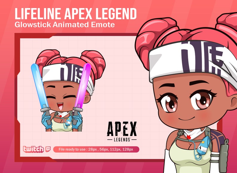 Lifeline Apex Legends Glow Stick Emote for Twitch Apex Animated Emotes ...