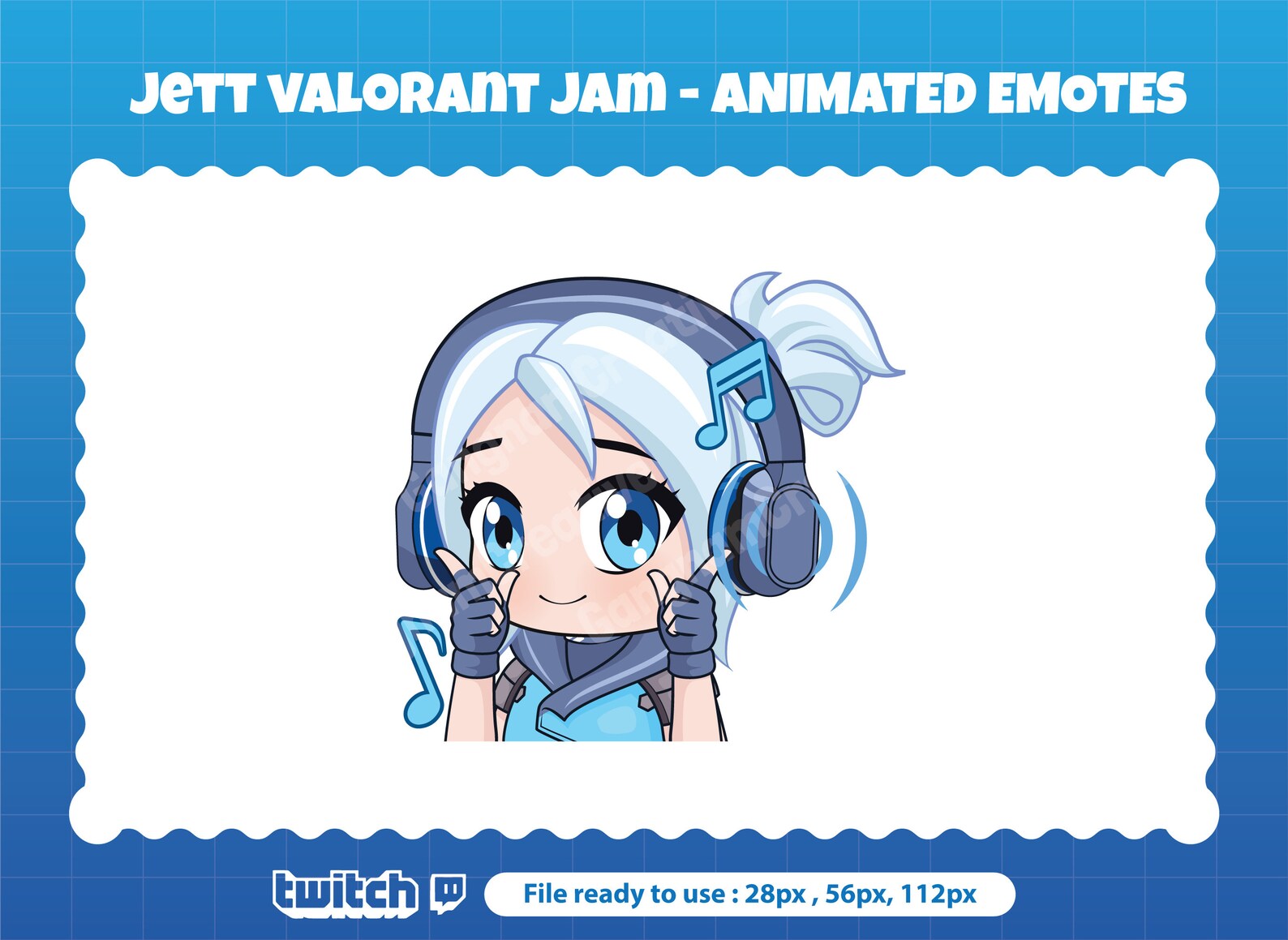 Jett Valorant Jam Animated Emote for Twitch Twitch Animated Emote - Etsy