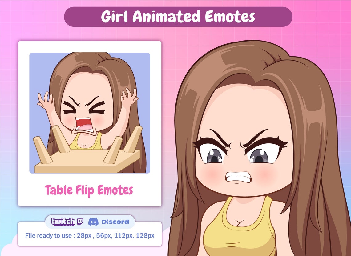 Table Flip Girl Animated Emotes / Twitch Emotes Girl Light - Etsy