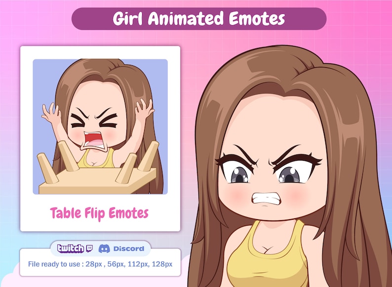 Table Flip Girl Animated Emotes / Twitch Emotes Girl Light - Etsy