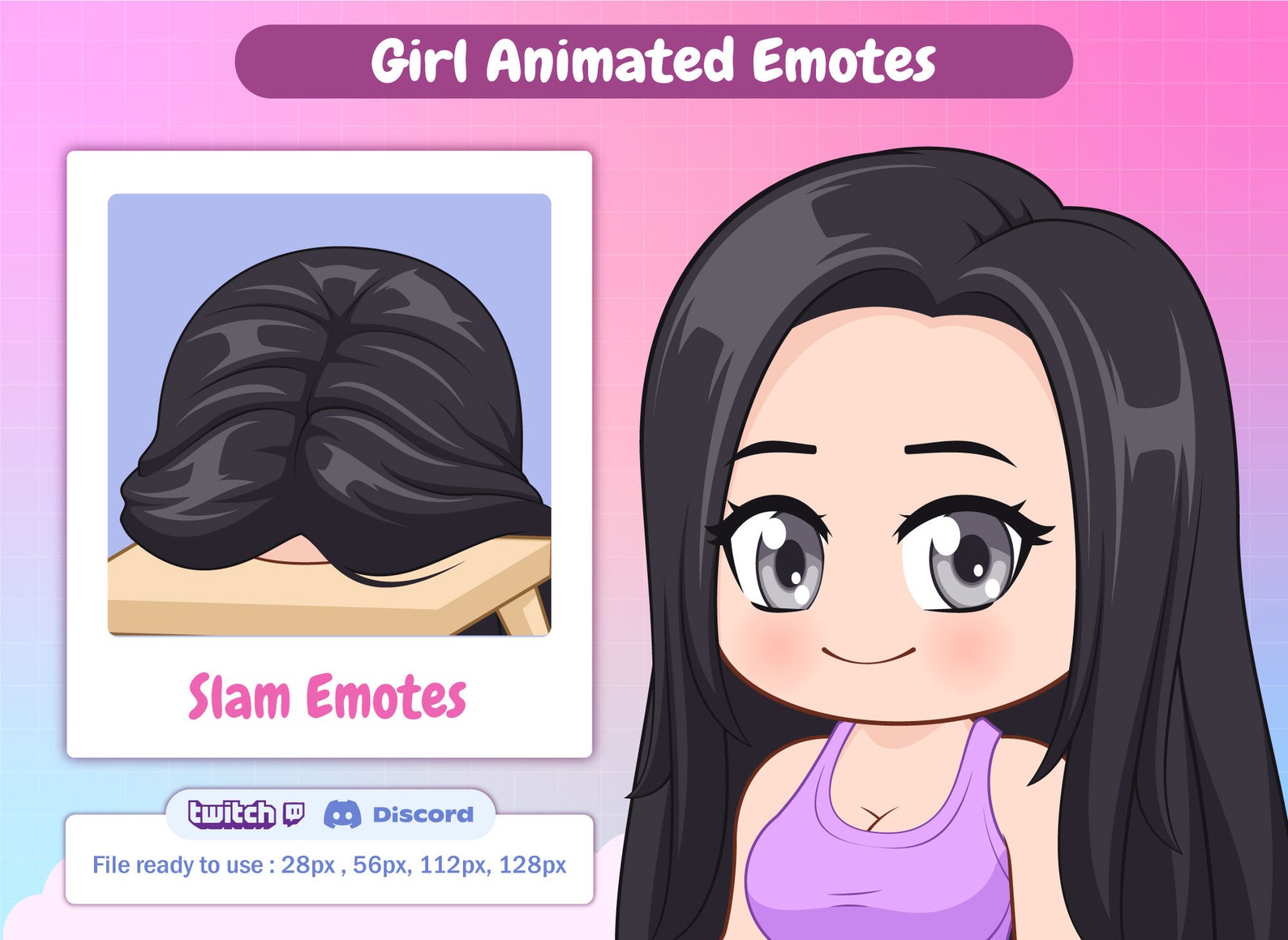 Slam Girl Animated Emote, Black Hair (digital Download) - Etsy UK