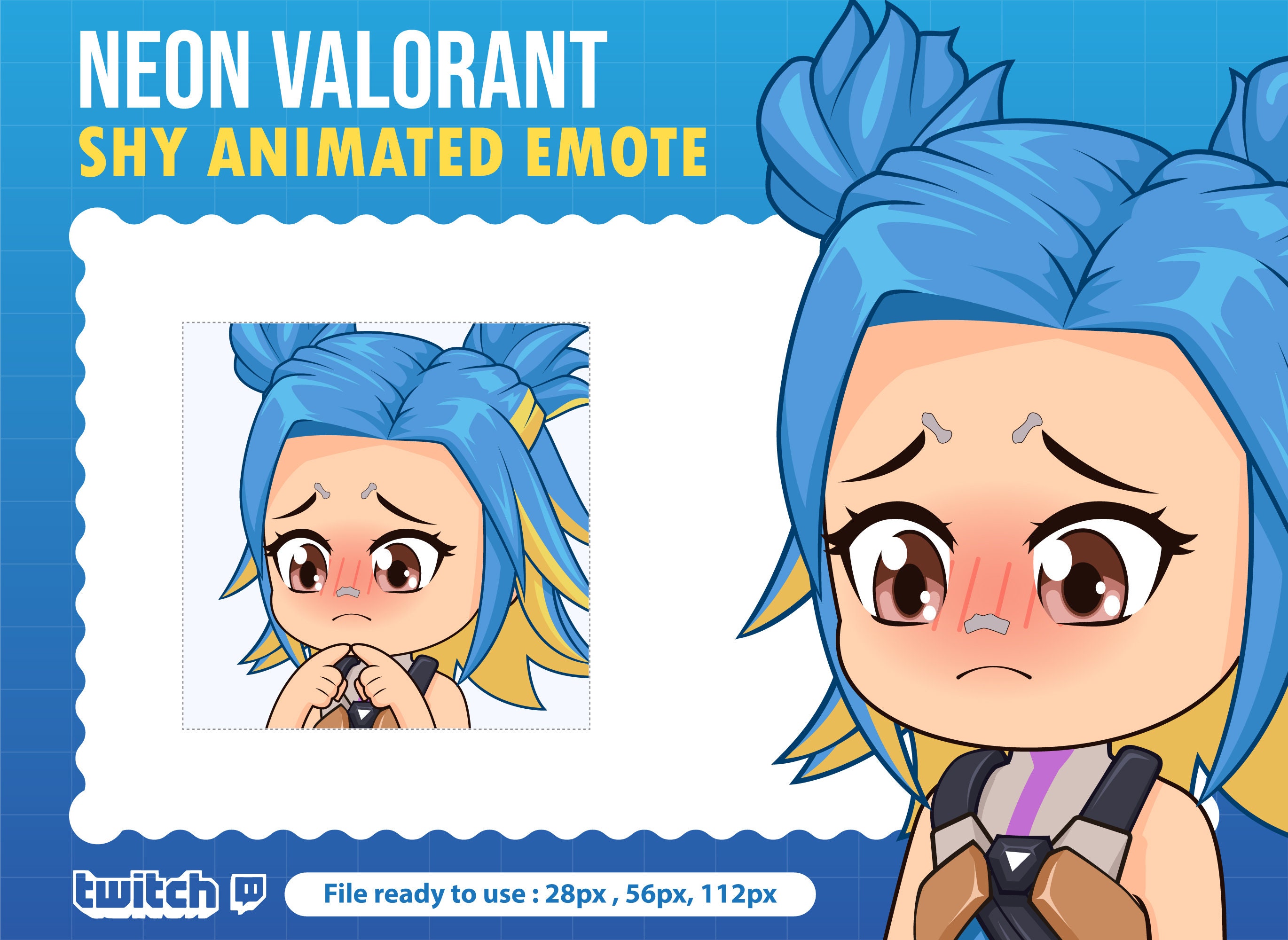 Neon Valorant Animated Shy Emote for Twitch Twitch Animated - Etsy UK