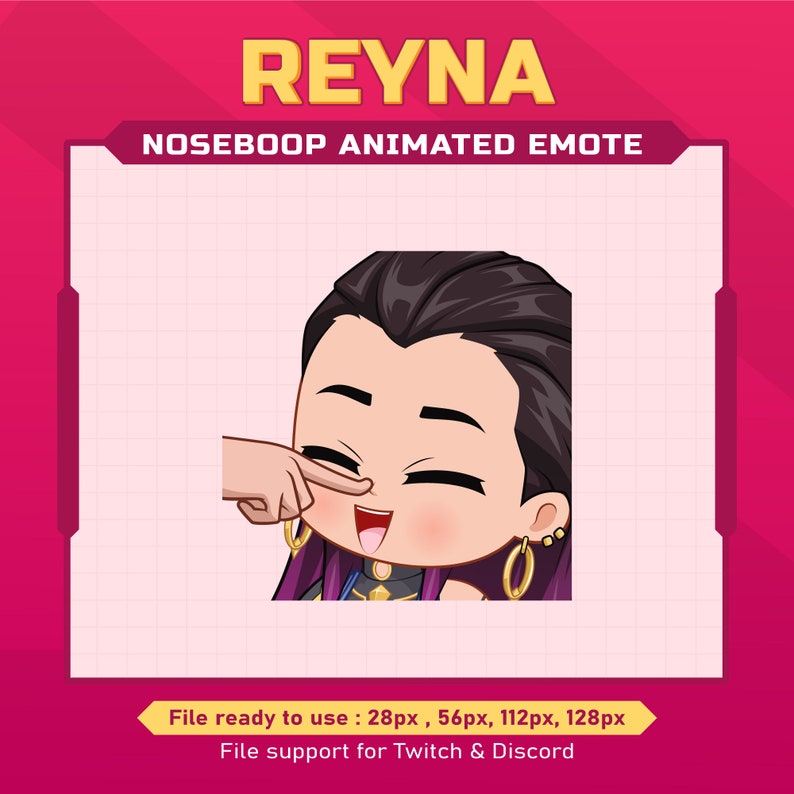 Reyna Valorant Nose Boop Animated Emote for Twitch | Twitch Animated ...