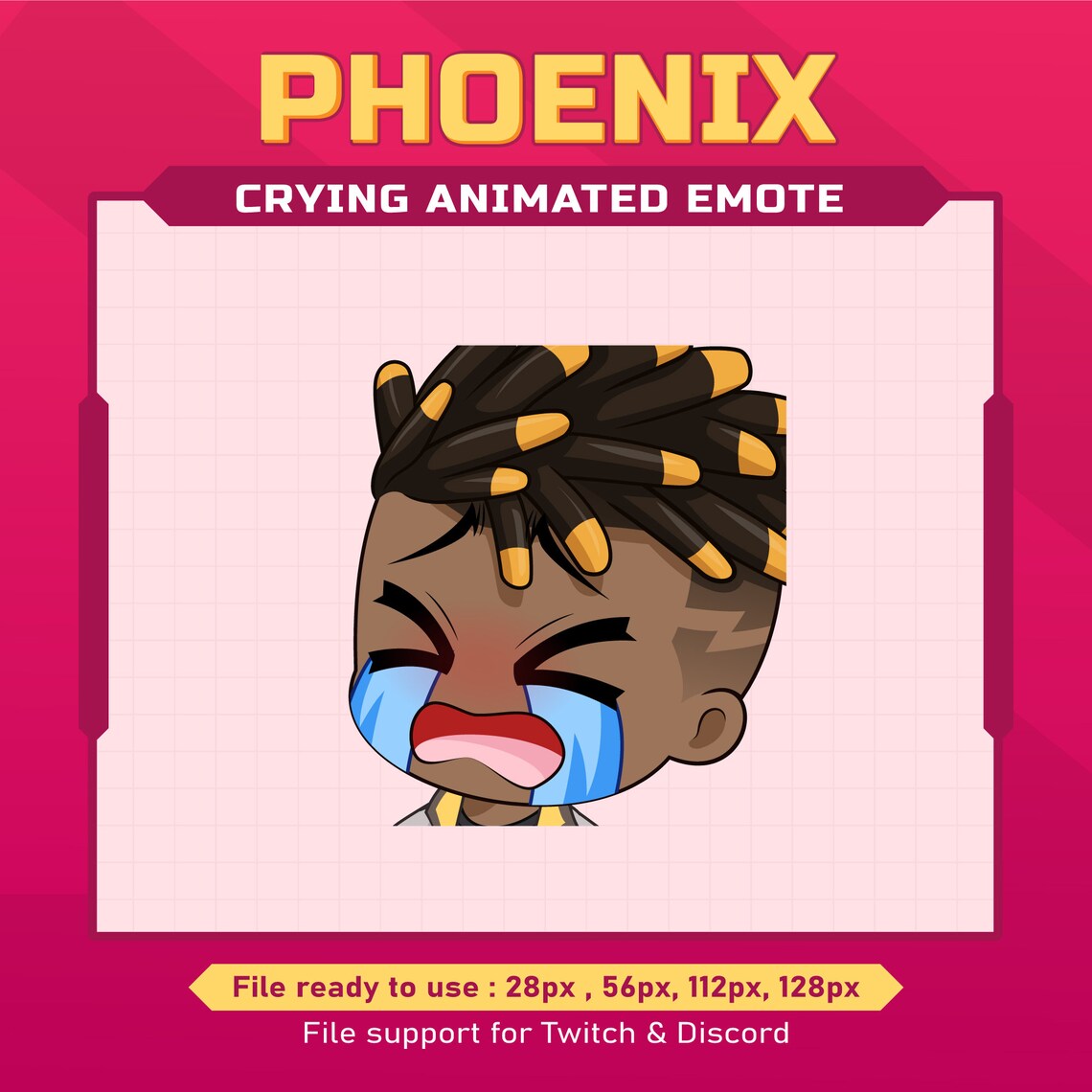 Phoenix Valorant Cry Animated Emote for Twitch | Twitch Animated Emotes ...