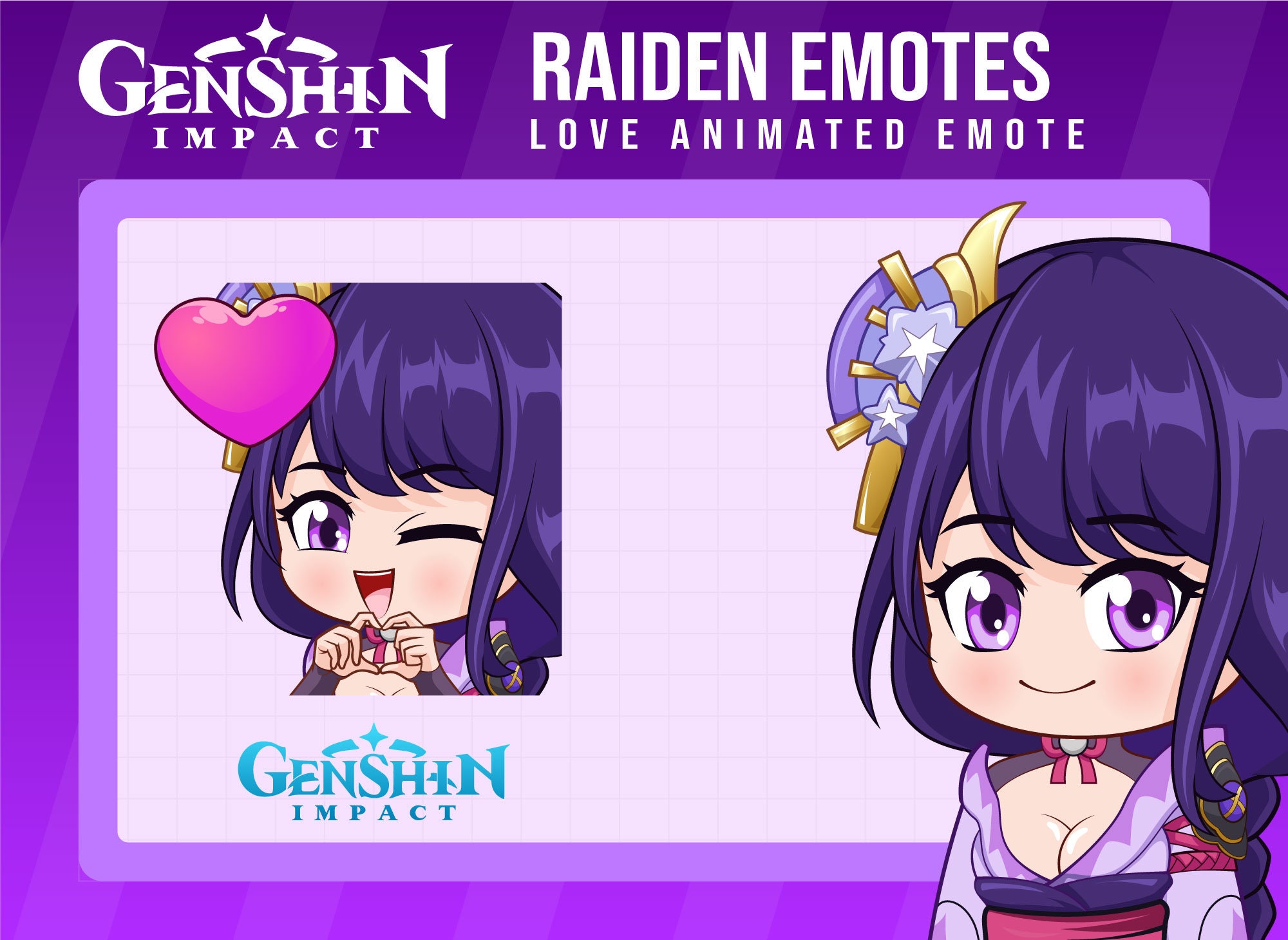 Raiden Shogun Genshin Impact Love Emote / Genshin Impact Twitch Animated Emote - Etsy