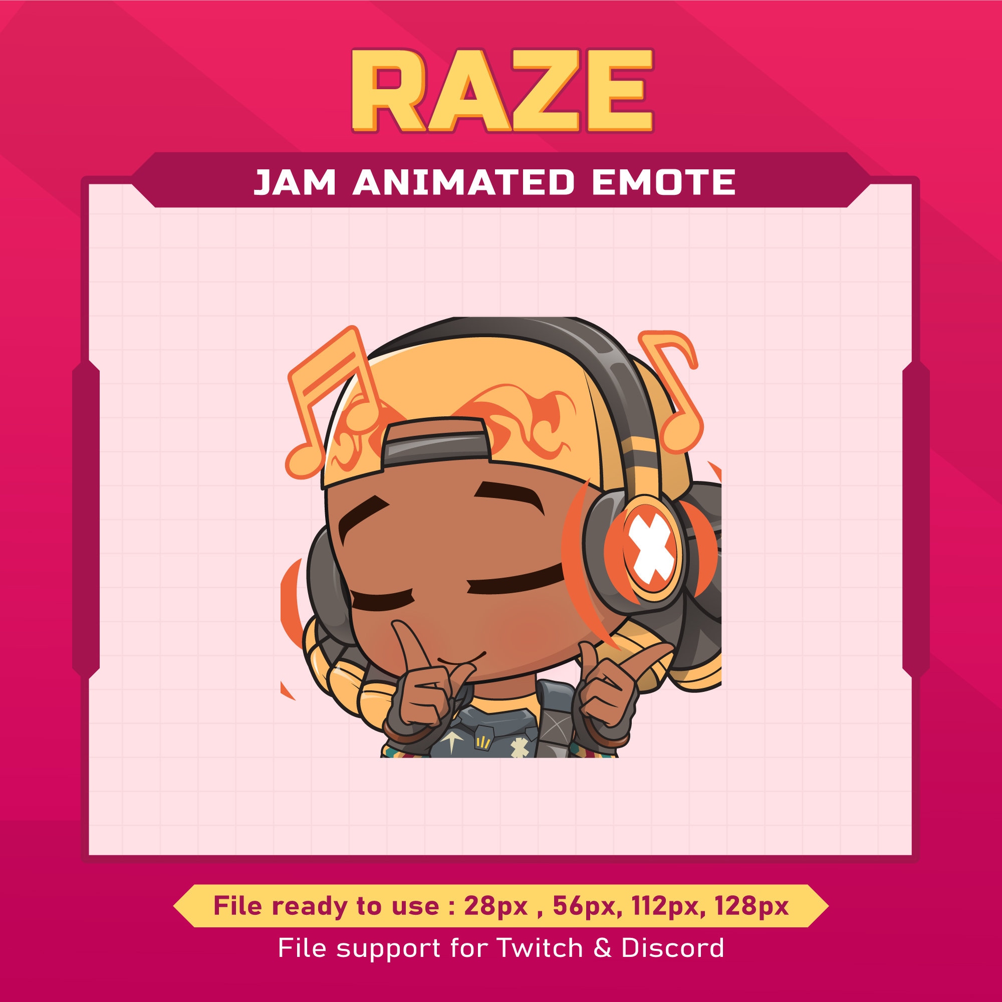 Raze Valorant Jam Animated Emote for Twitch | Twitch Animated Emotes - Etsy