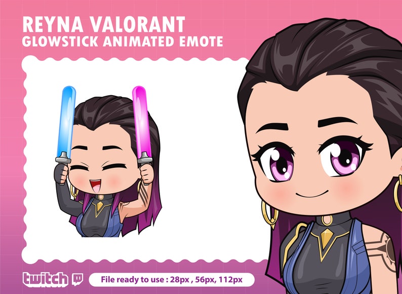 Reyna Valorant Glow Stick Animated Emote for Twitch Twitch Animated ...