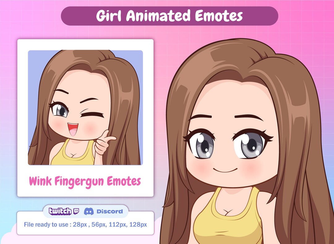Wink Fingergun Girl Animated Emotes / Twitch Emotes Girl Light Brown ...