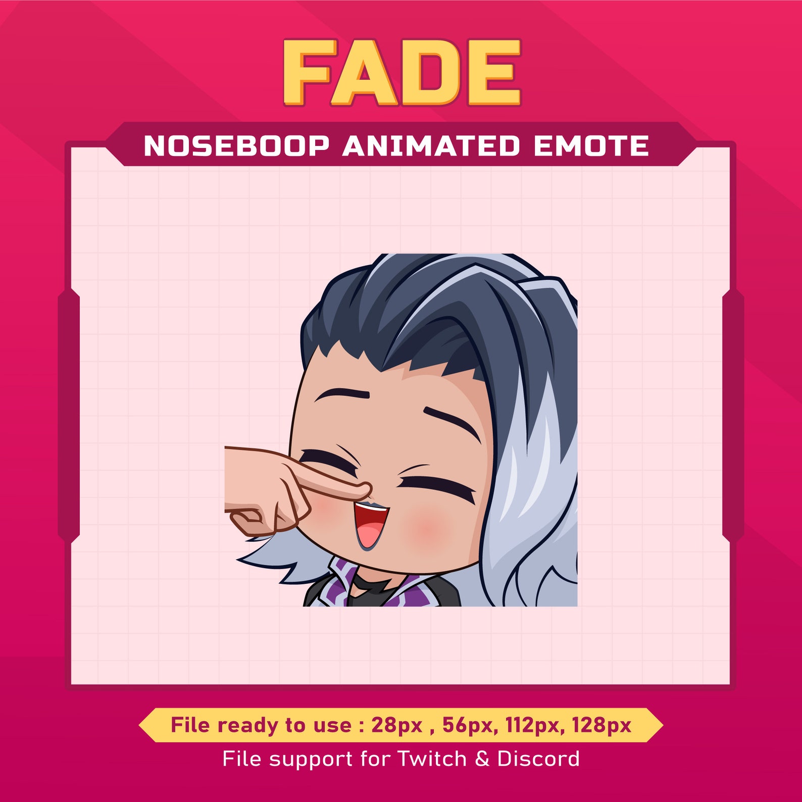 Fade Nose Boop Animated Emote for Twitch | Valorant Chibi Style ...