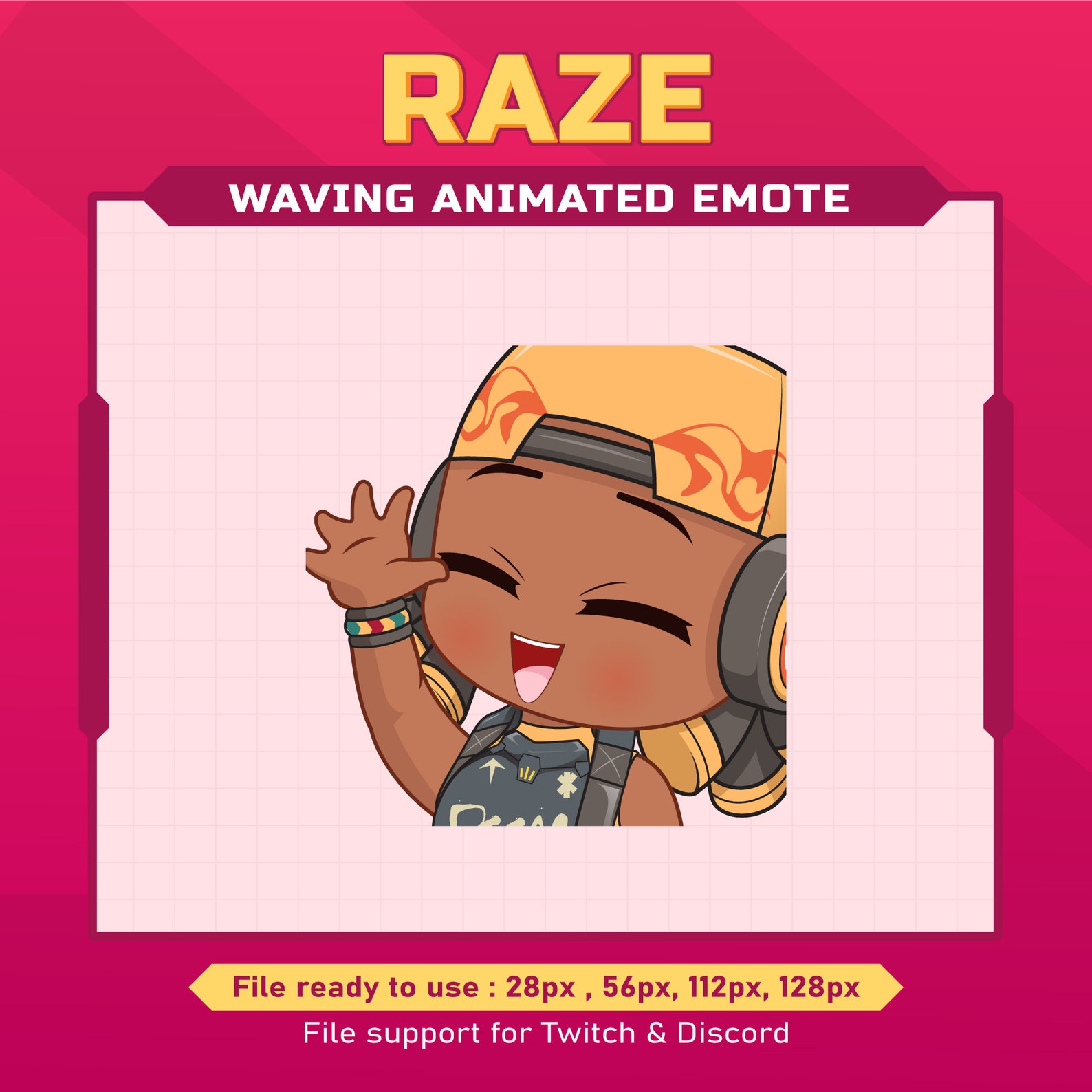 Raze Wave Animated Emote for Twitch | Valorant Chibi Style (digital ...