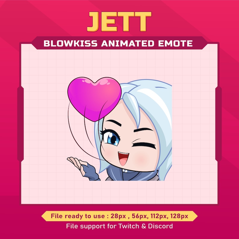 Jett Valorant Blowkiss Animated Emote for Twitch | Twitch Animated ...