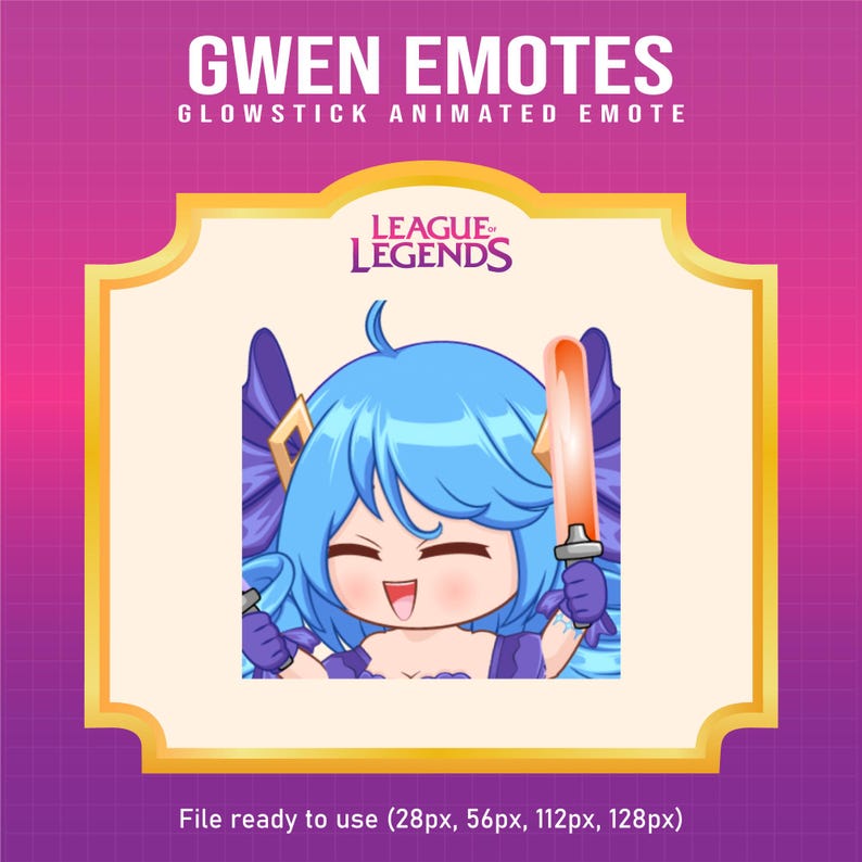 Gwen Glowstick Animated Emote for Twitch | League of Legends (digital ...