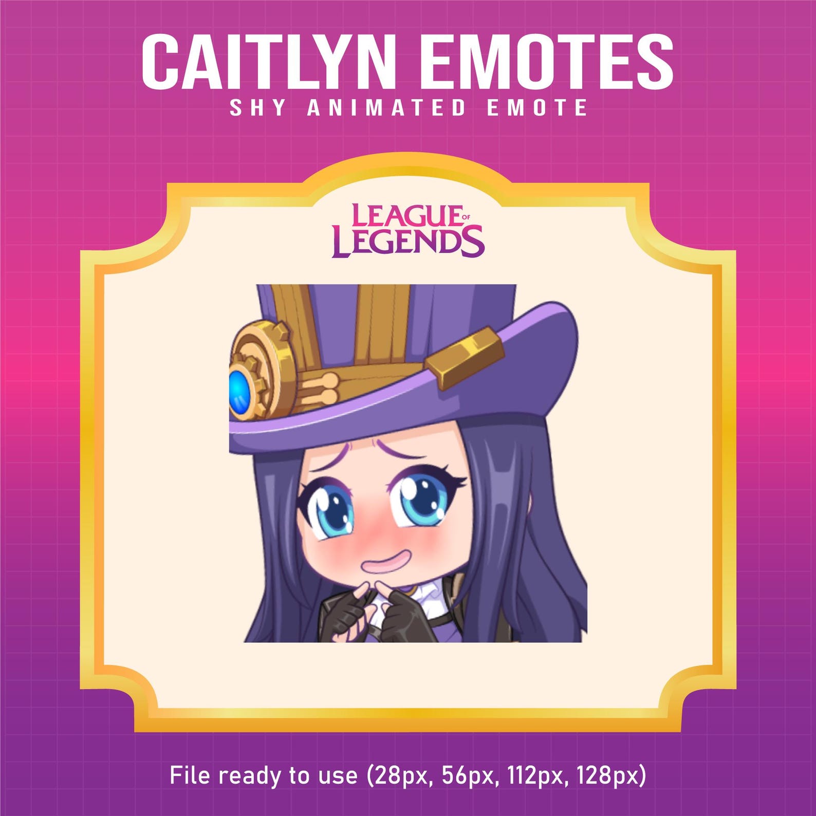 Caitlyn Shy Animated Emote for Twitch | League of Legends (digital ...