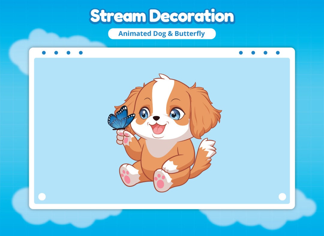 Animated Dog & Butterfly Stream Decoration (WEBM) - Etsy