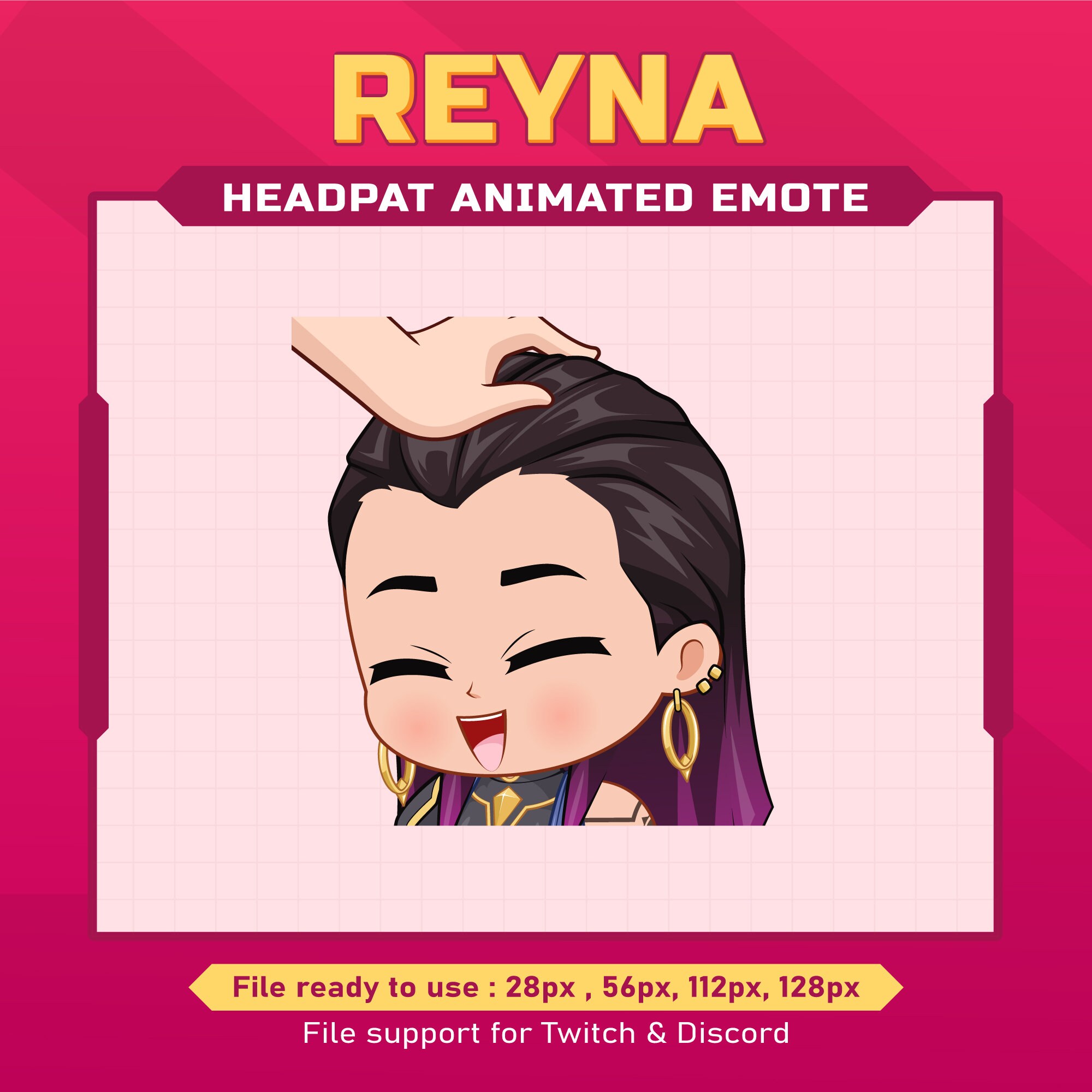 Reyna Valorant Headpat Animated Emote for Twitch | Twitch Animated ...