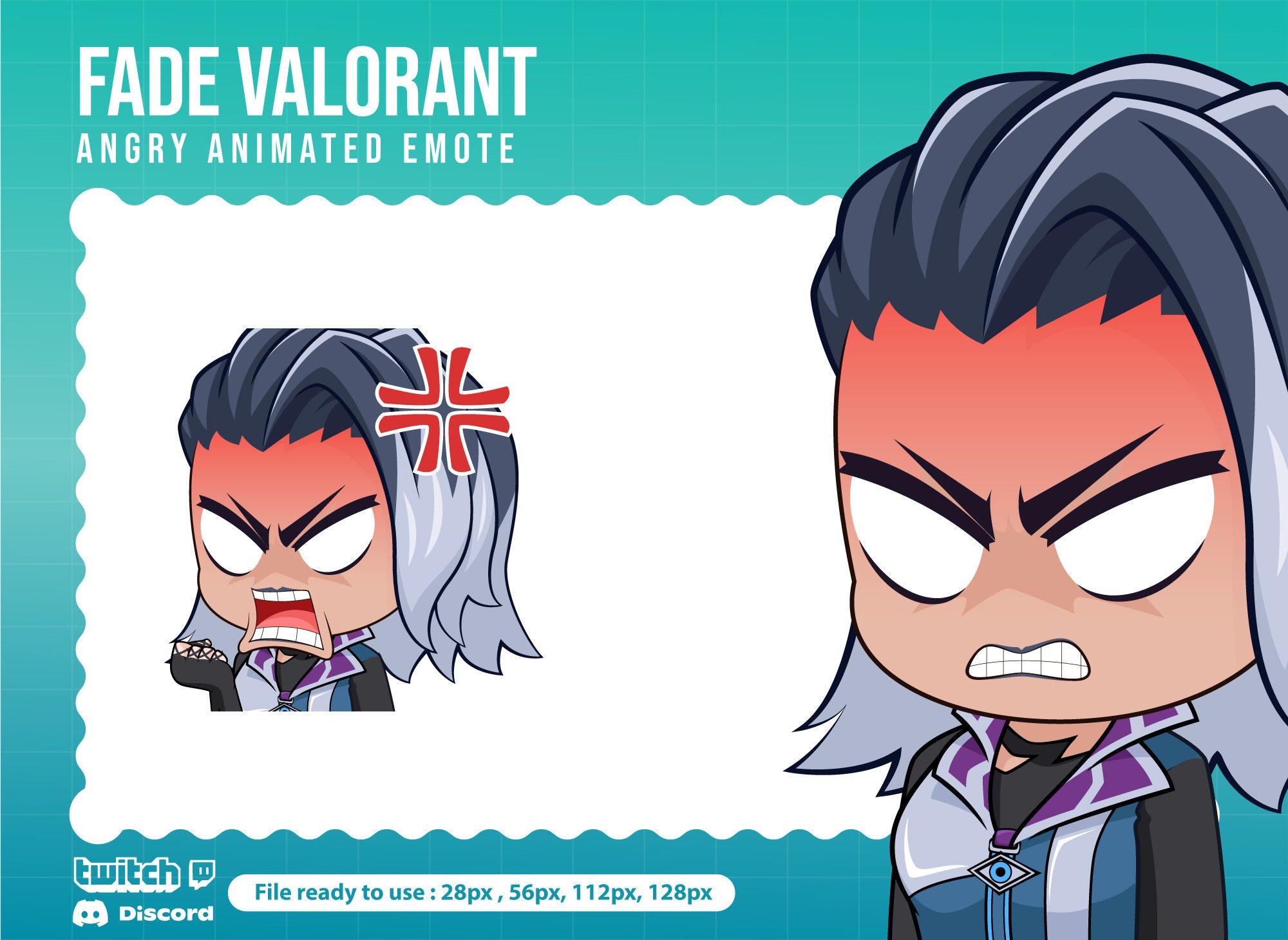 Fade Valorant Angry Animated Emote for Twitch Twitch - Etsy
