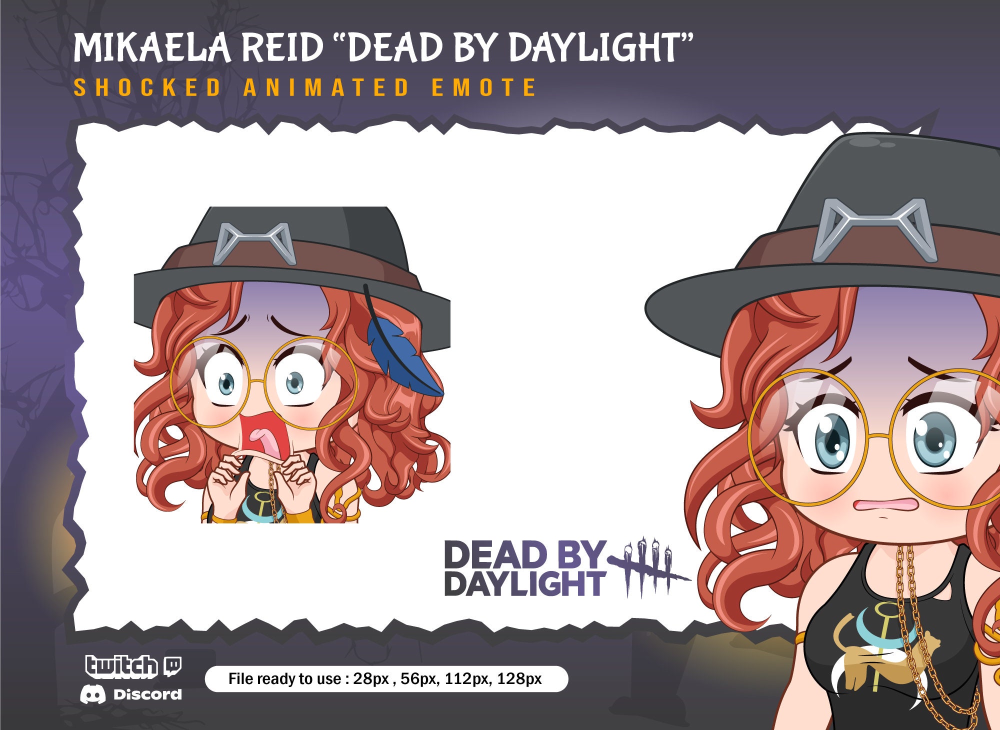 Mikaela Reid Dead by Daylight Shocked Emotes / DBD Twitch Emote - Etsy