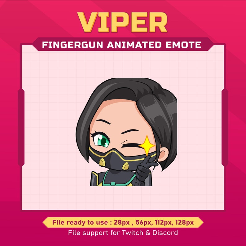 Viper Valorant Wink Fingergun Animated Emote for Twitch | Twitch ...