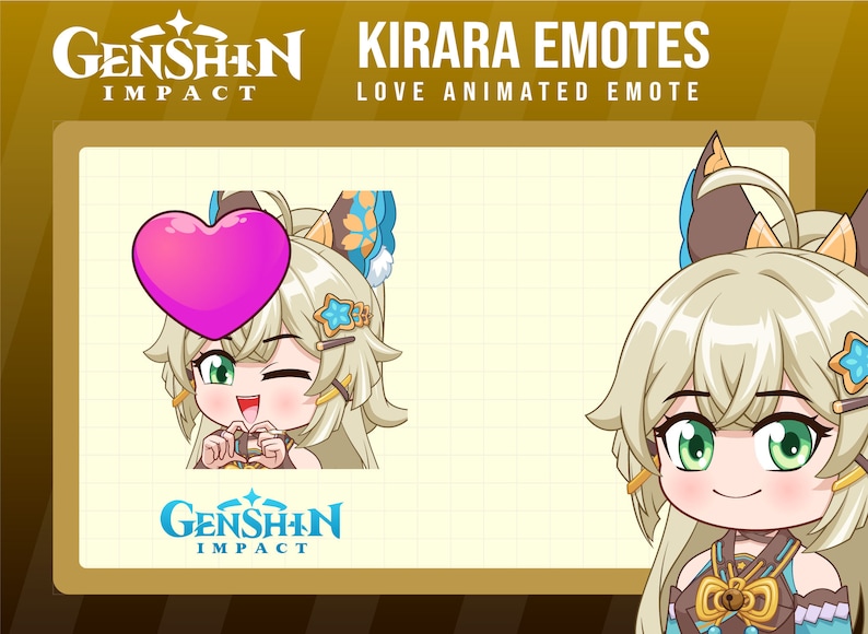 Kirara Genshin Impact Animated Twitch Emote, Chibi Love (digital Files ...