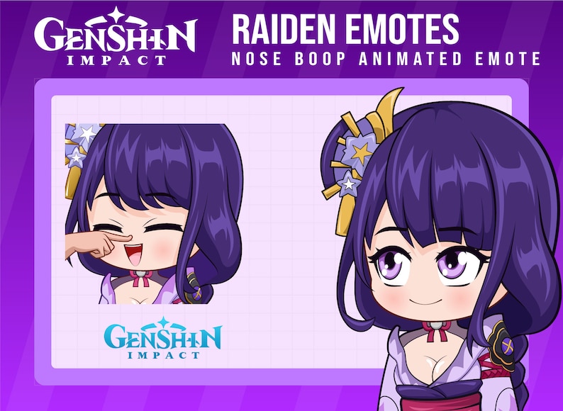 Raiden Shogun Nose Boop Animated Emote, Genshin Impact (digital Files ...