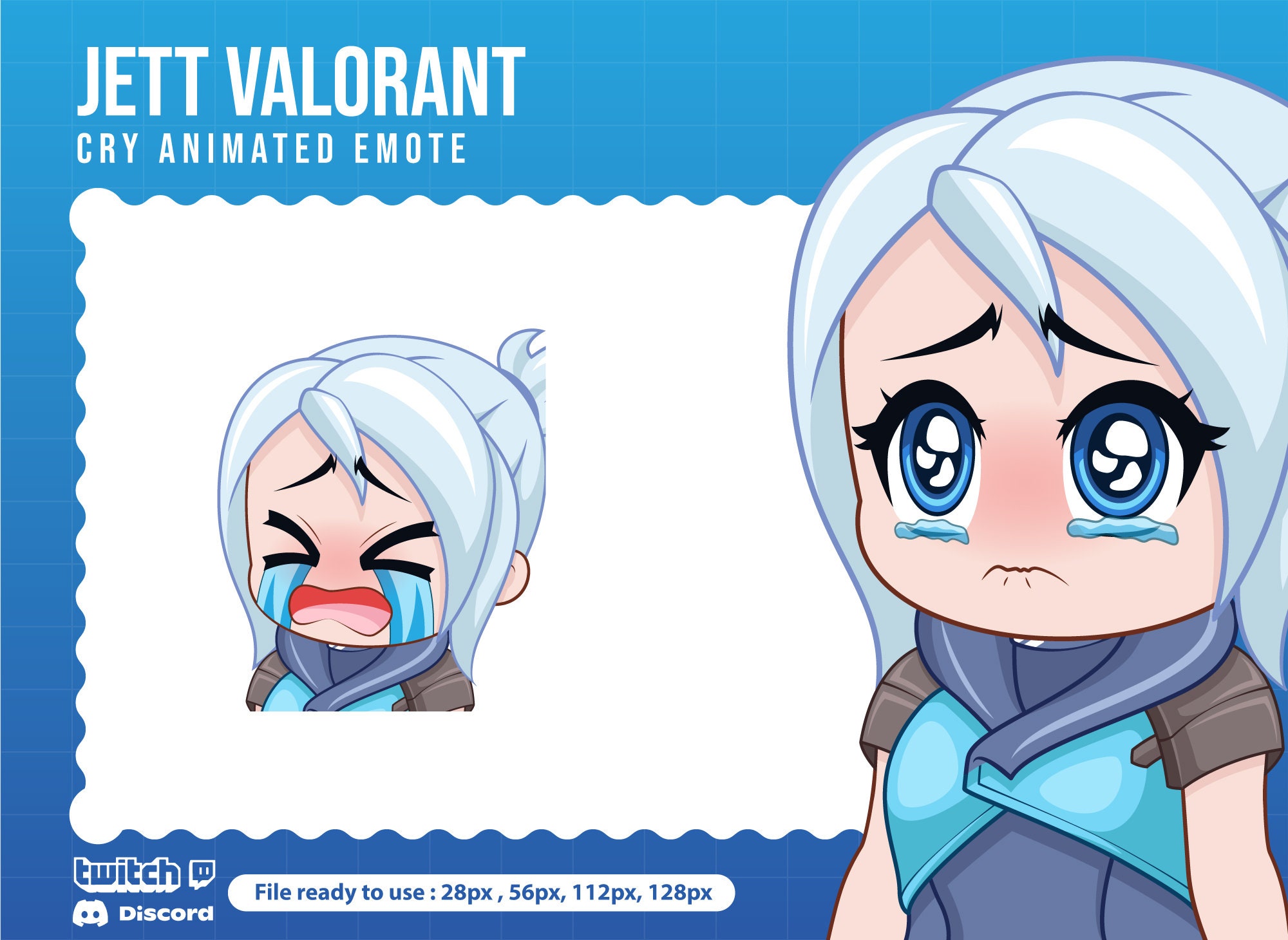 Jett Valorant Cry Animated Emote for Twitch Twitch Animated - Etsy