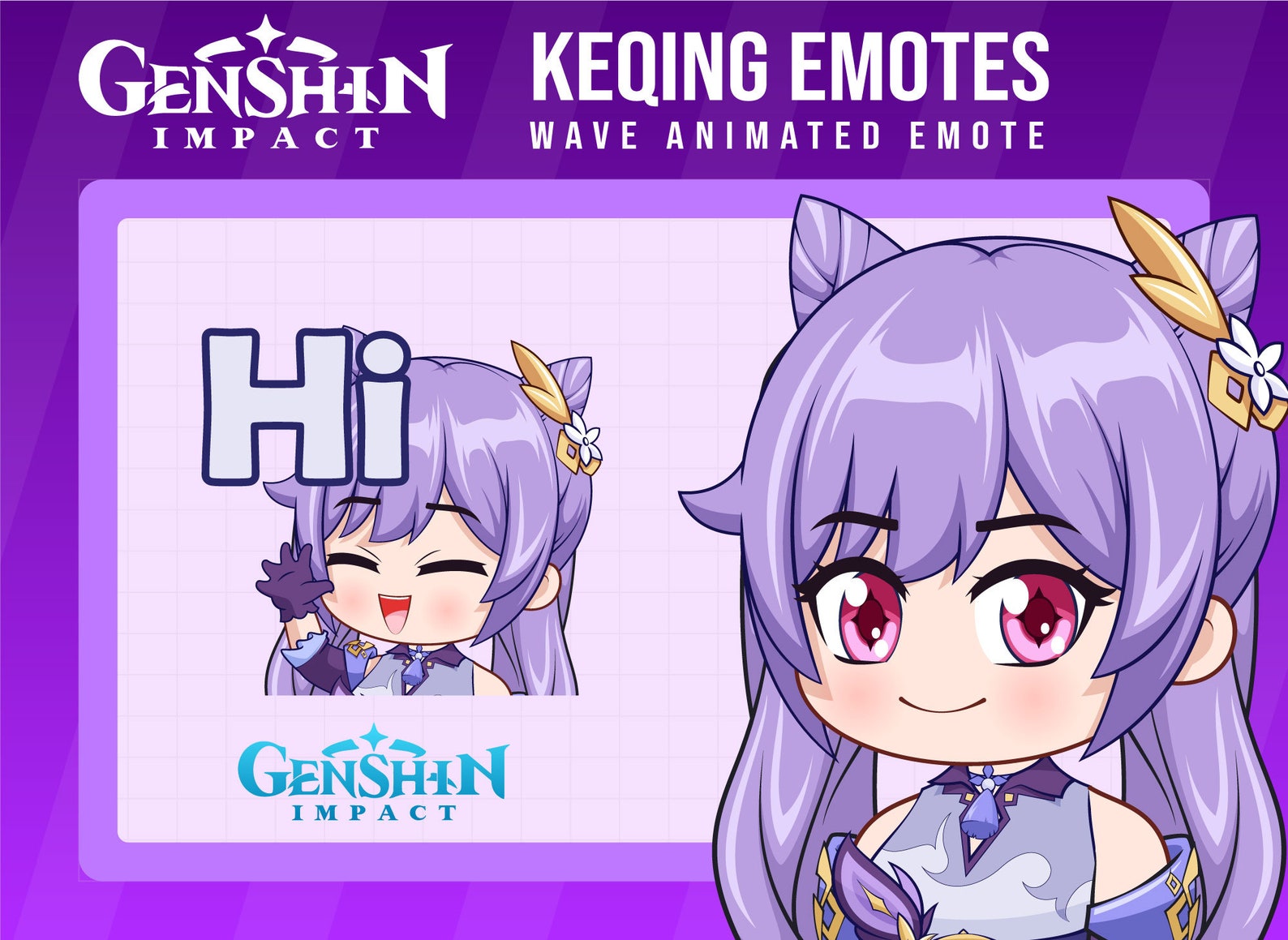 Keqing Genshin Impact Wave Emote / Genshin Impact Twitch Animated Emote ...