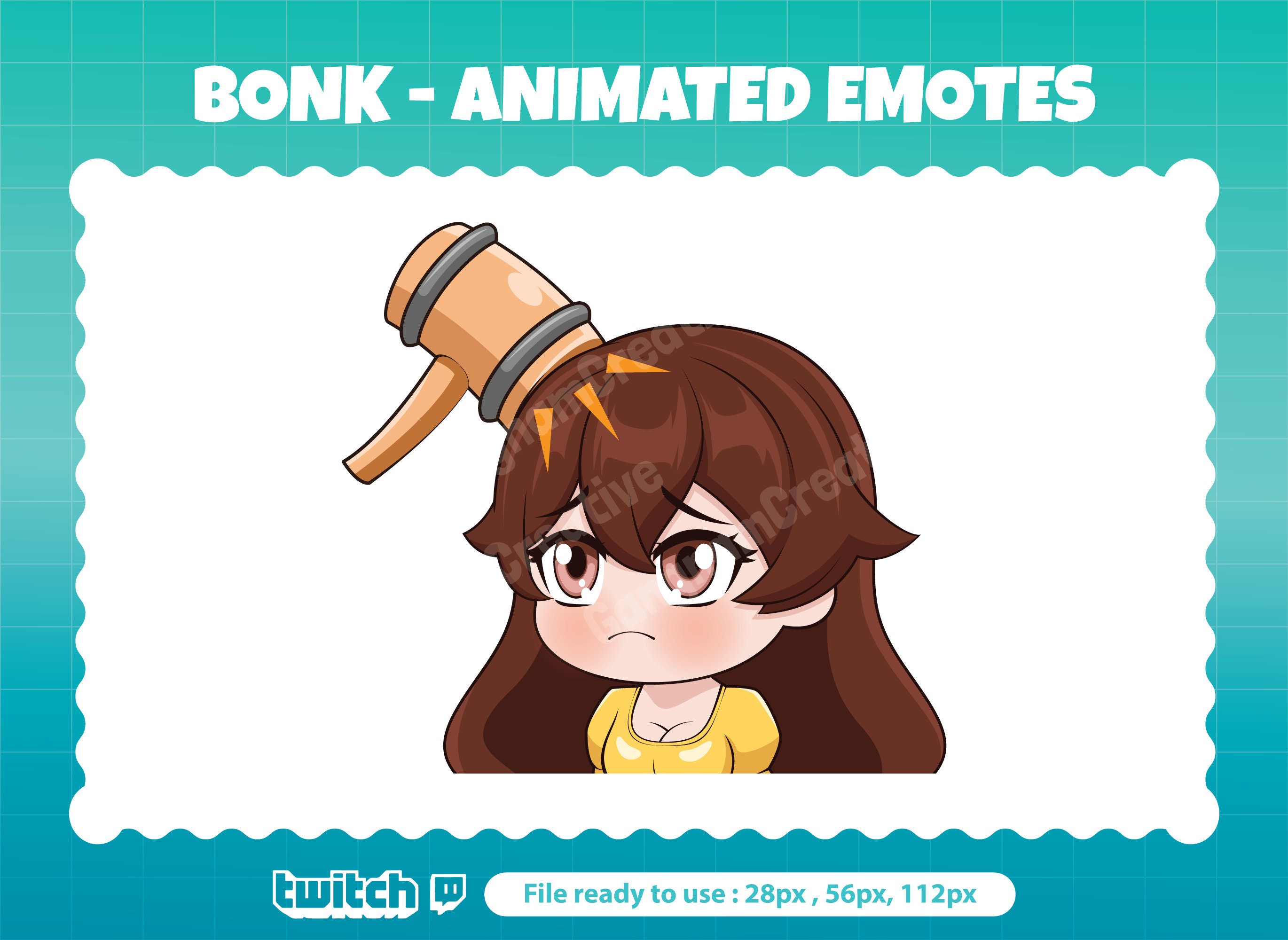 Bonk Animated Emote for Twitch Girl Bonk Emote With Brown - Etsy UK