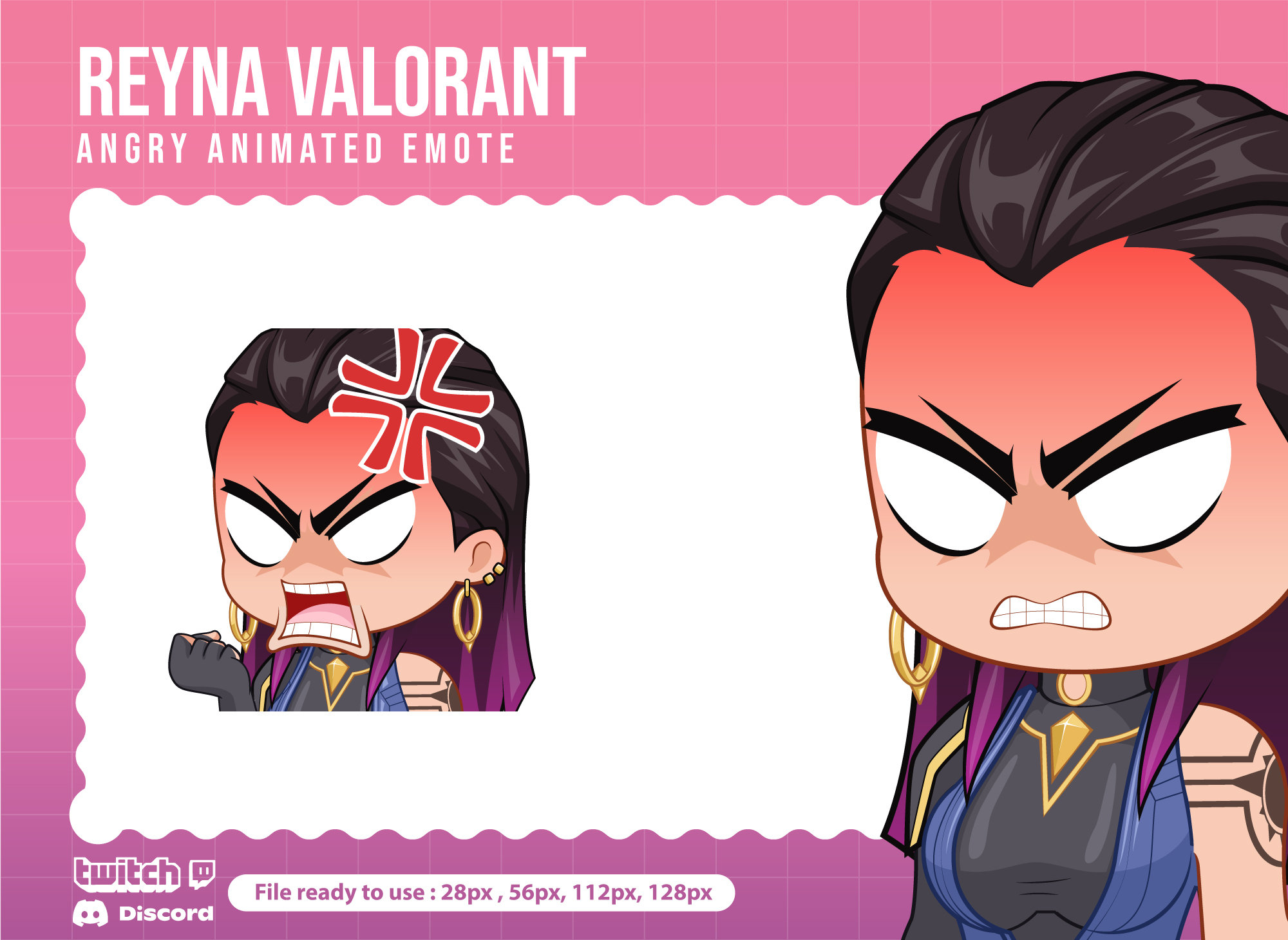 Reyna Valorant Angry Animated Emote for Twitch Twitch Animated Emotes ...