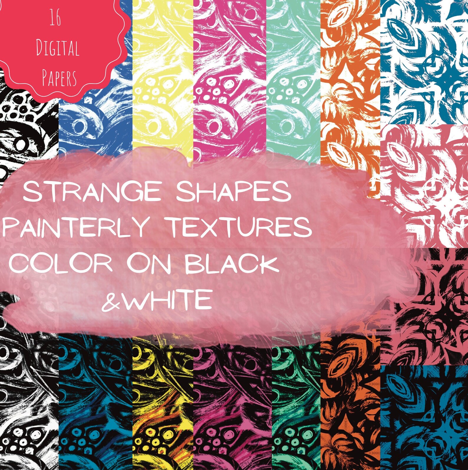 Strange Shapes Painterly Textures, Digital Papers, Instant Download ...