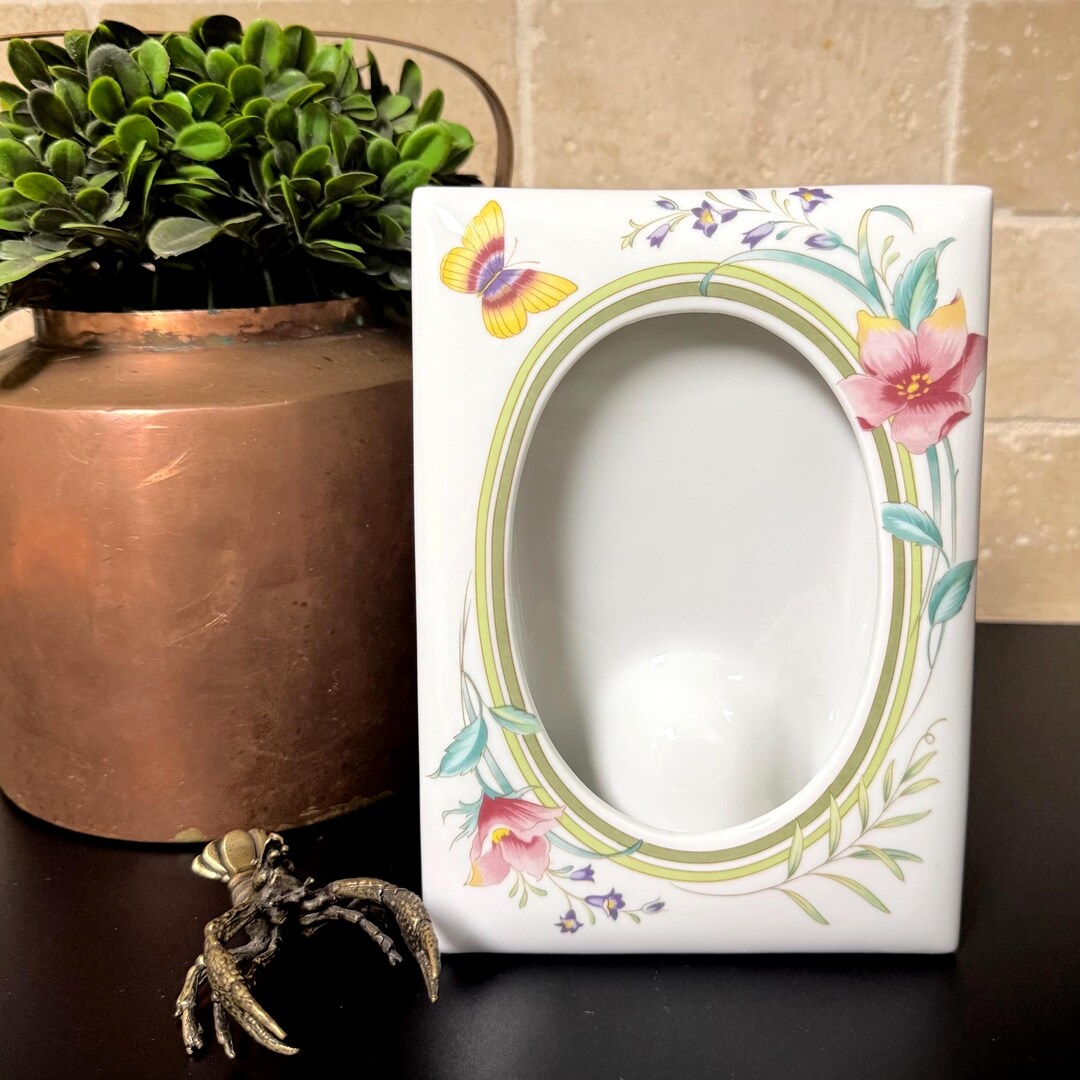 Vintage Andrea by Sadek Porcelain Floral and Butterfly Picture Frame - Etsy